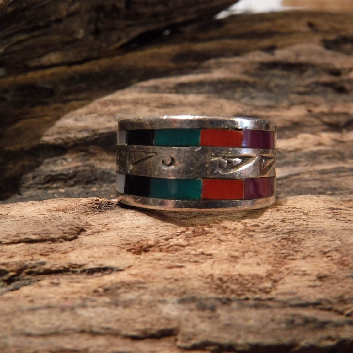 Vintage Mens Ring Zuni Native American Sterling Silver Size 9 Heavy 9.1 ...