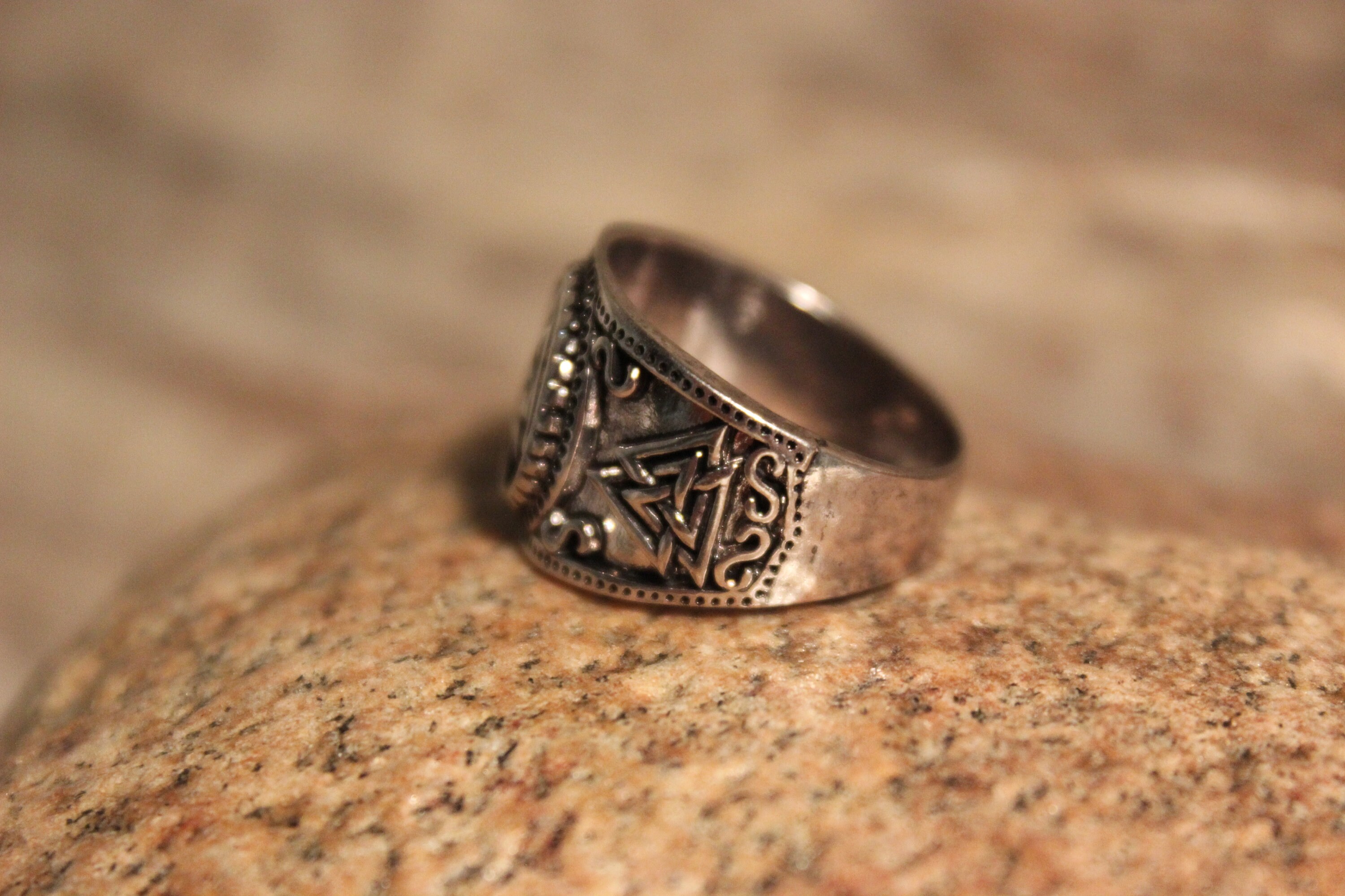 Large Mens Silver Valknut Viking Signet Ring Size 9.5 Oden Viking Ring ...