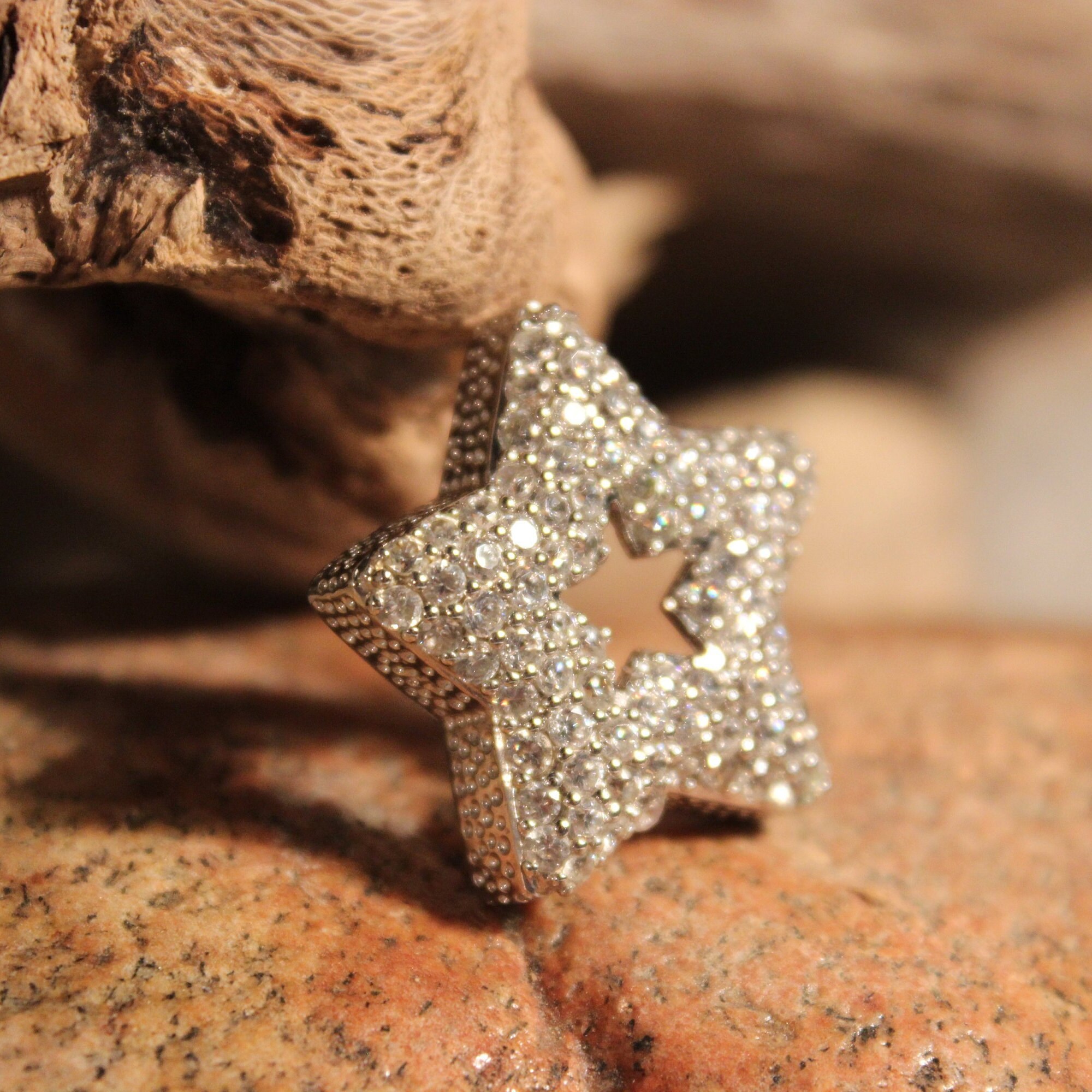 Vintage Large Sterling Silver Star Pendant Crystal Star Pendant 9.4 ...