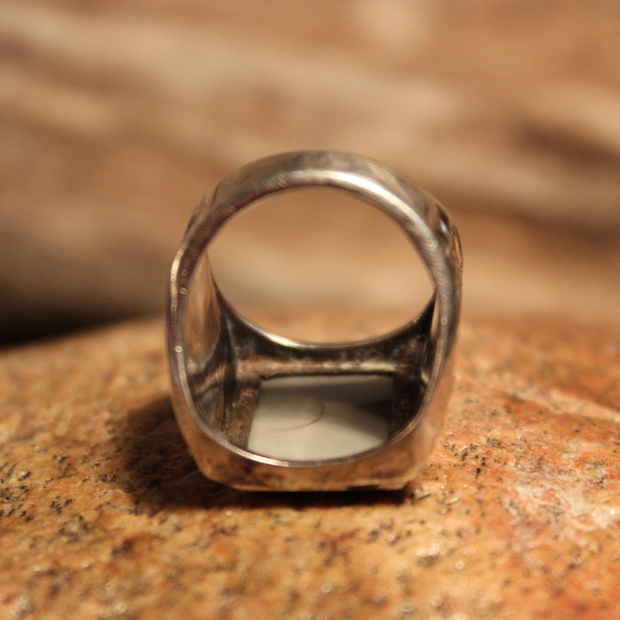 Vintage Mens Sterling Silver Intaglio Ring Roman Soldier & Mermaid Ring ...