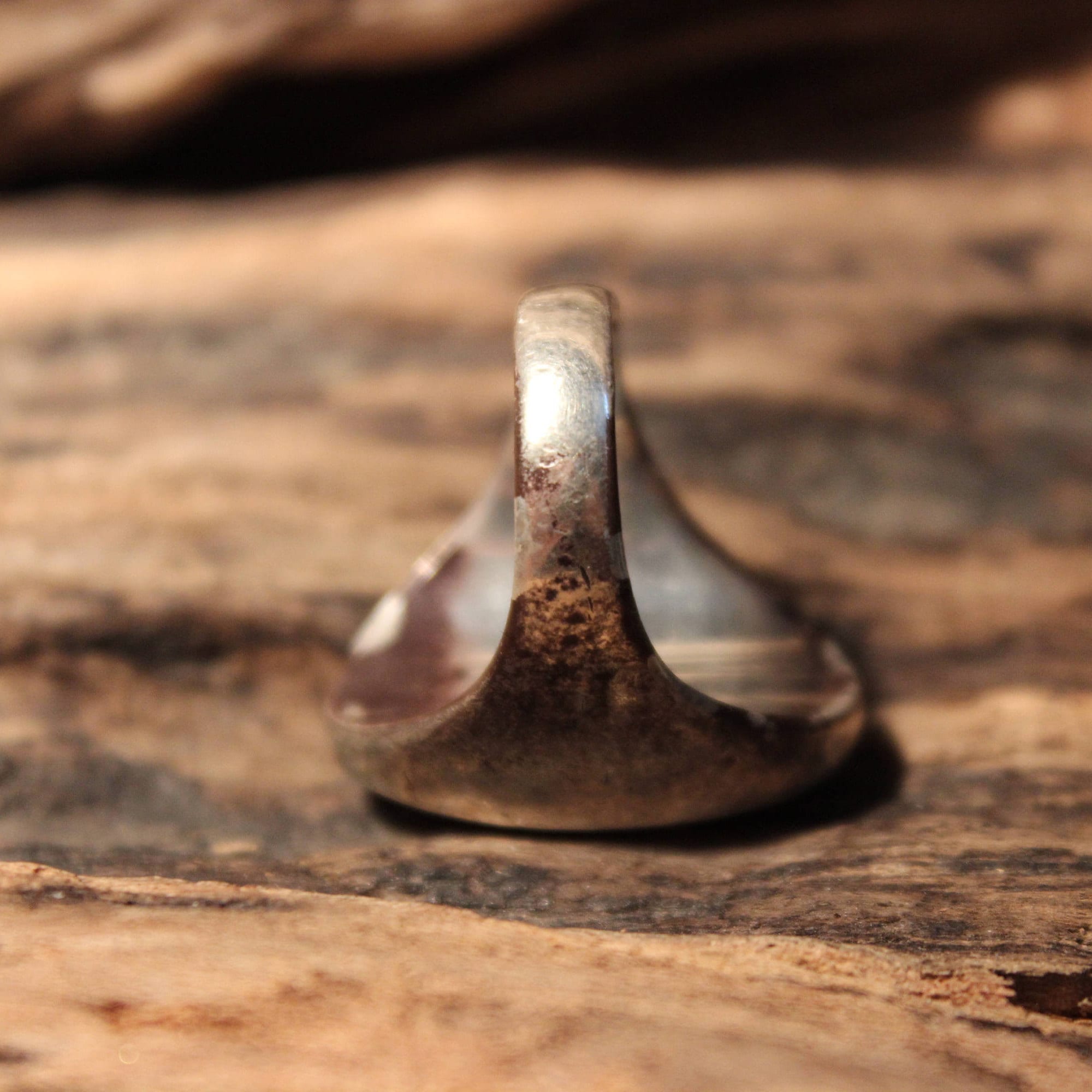 Mens Vintage Scrimshaw Eagle Oval Ring Signed R Size 8 Sterling Silver ...