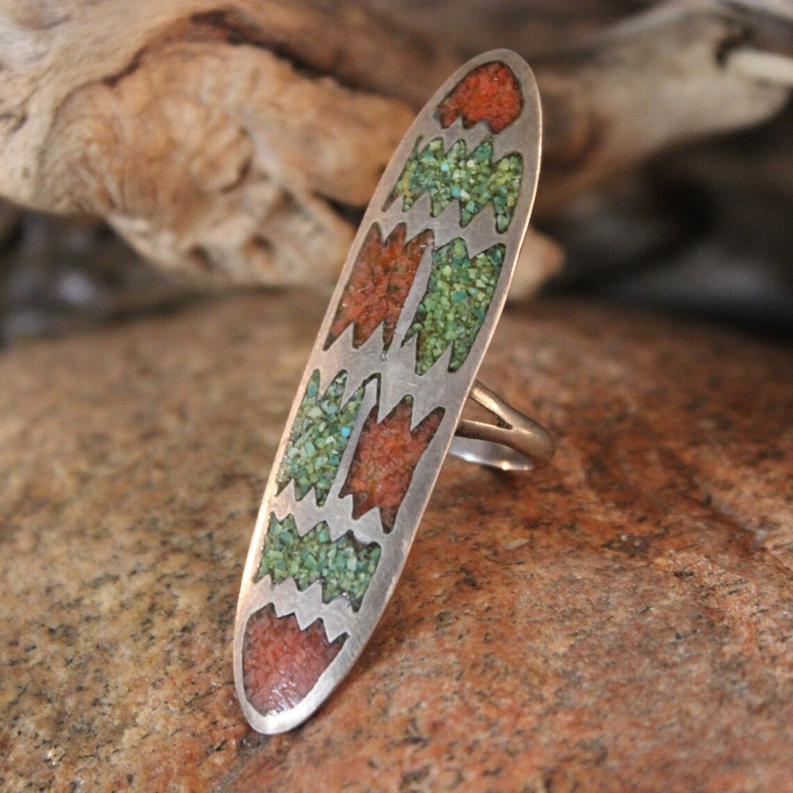 Large Vintage Zuni Ring Native American Sterling Silver Size - Etsy