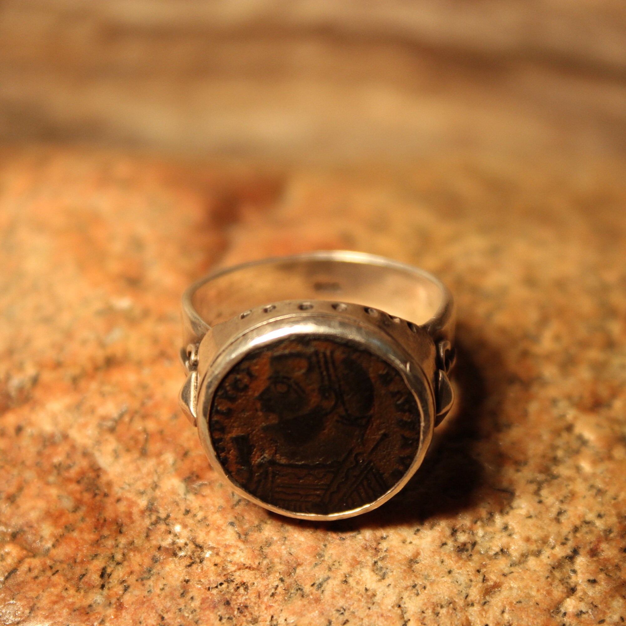 Antique Ancient Roman Coin Ring Size 11.5 Vintage Sterling Silver ...