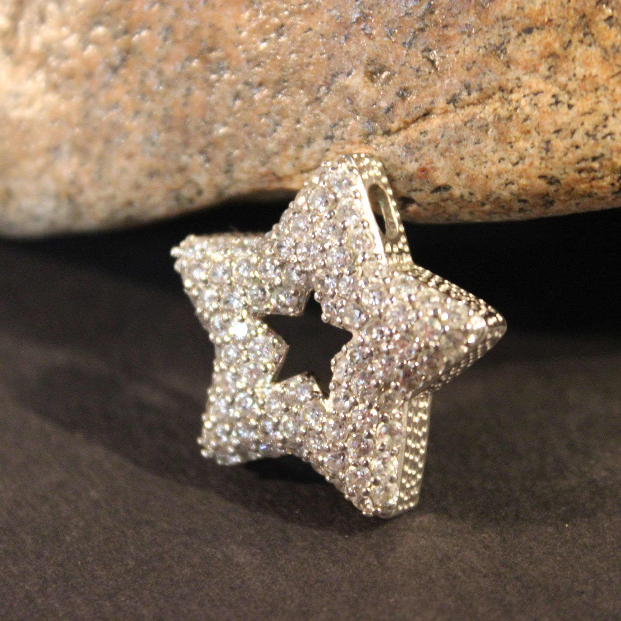 Vintage Large Sterling Silver Star Pendant Crystal Star Pendant 9.4 ...