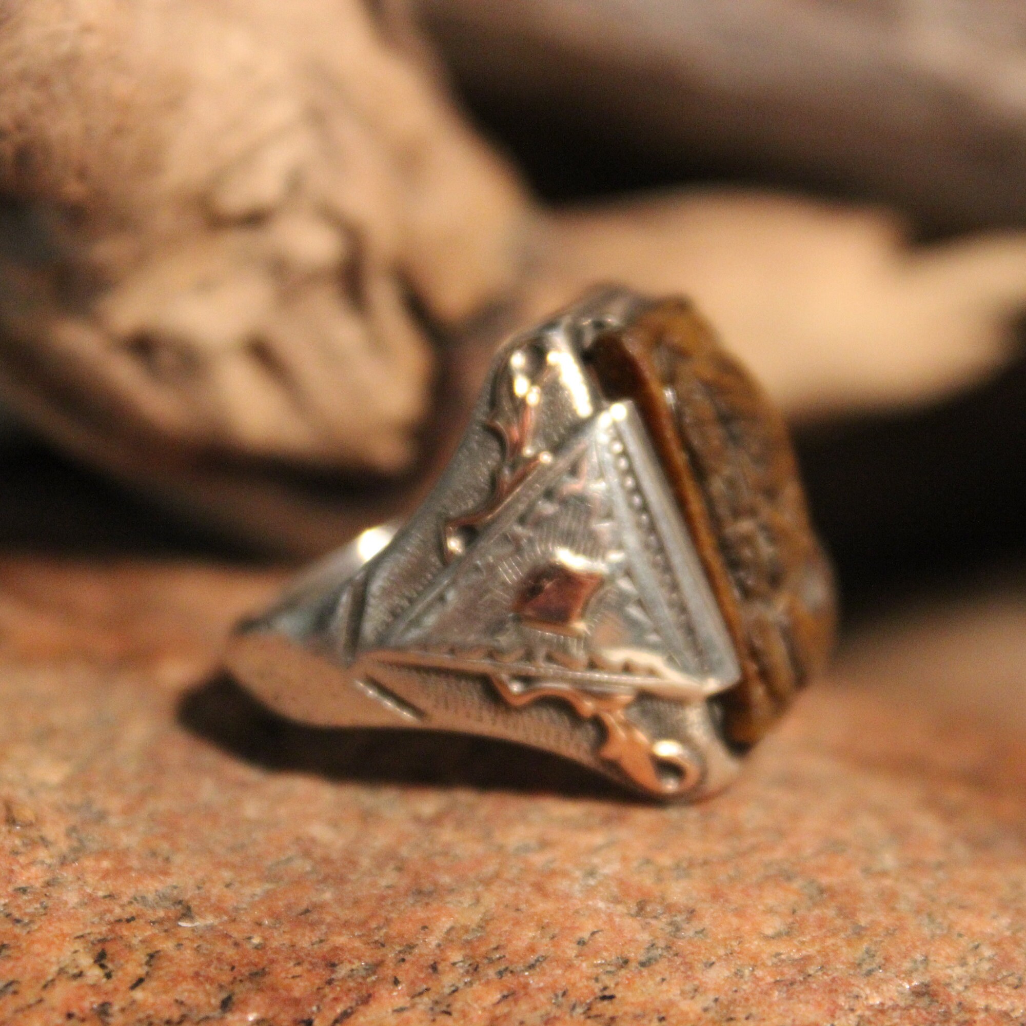 Rare Vintage Mens 10K Gold Sterling Silver Roman Soldier Ring 16 Grams ...