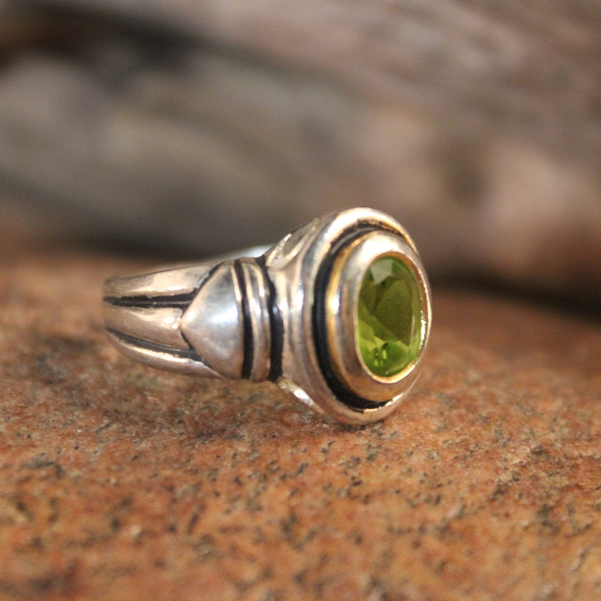 Vintage Peridot Sterling Silver Ring Size 6.5 Weight 5.3 Grams Silver ...