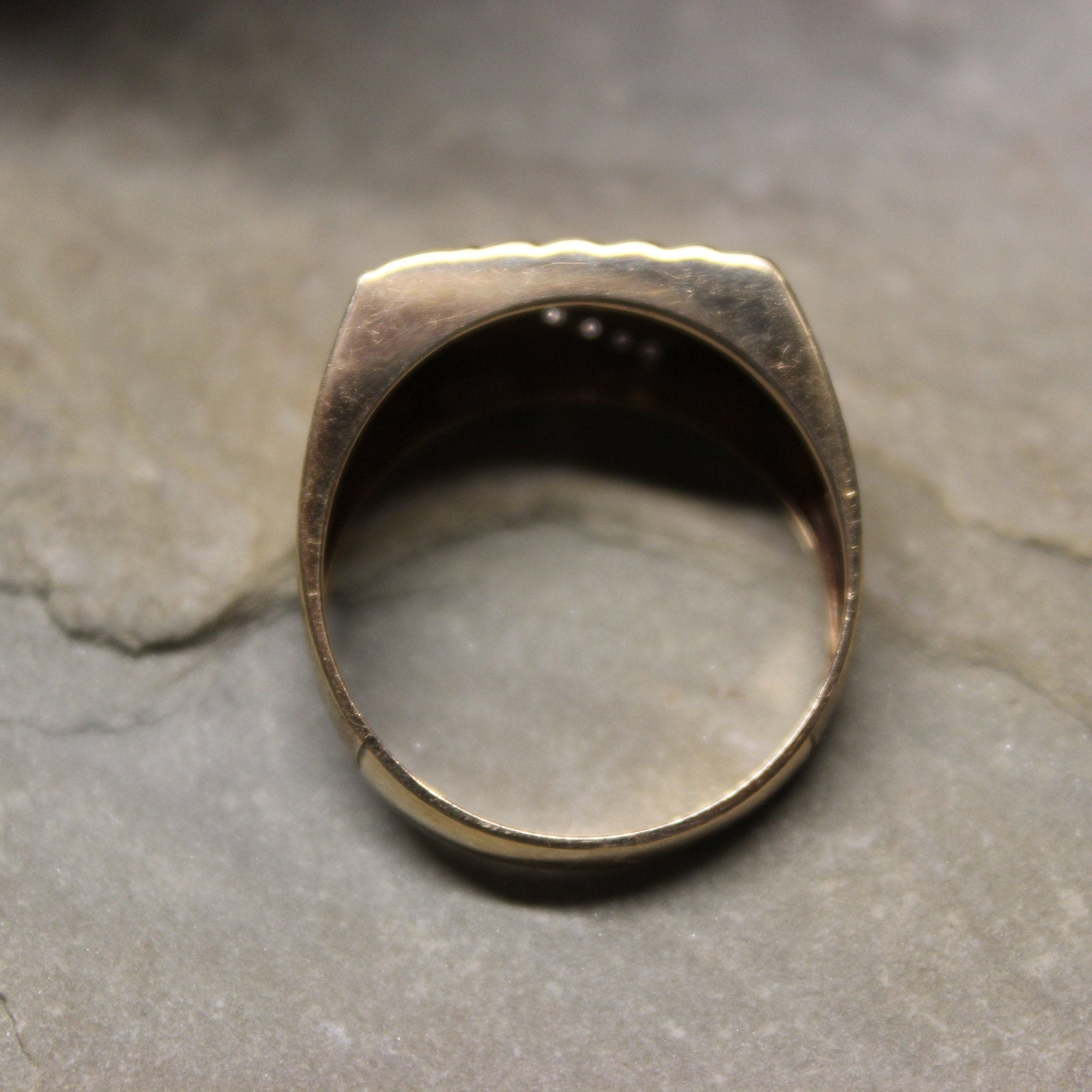 1980's Vintage Mens Vintage Diamond Ring 10K Yellow Gold Ring 7 ...