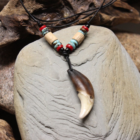Large Wolf Tooth Necklace Wolf Teeth Necklace Wolf Necklace Wolf Tooth Necklace Adjustable African Native American Large Wolf Tooth Necklace
