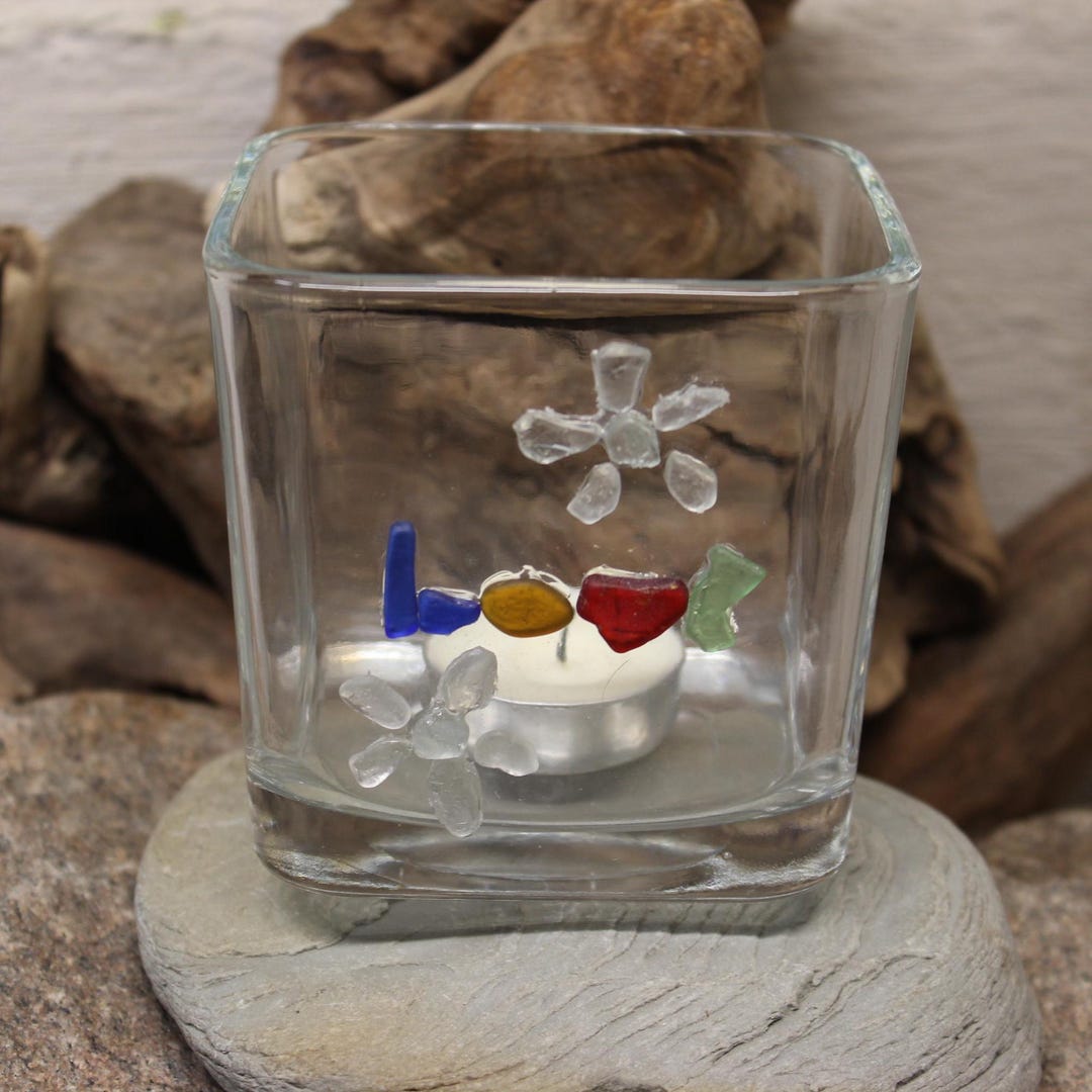 Handmade Sea Glass Tea Light Lake Erie Beach Glass Tea Light love Tea ...
