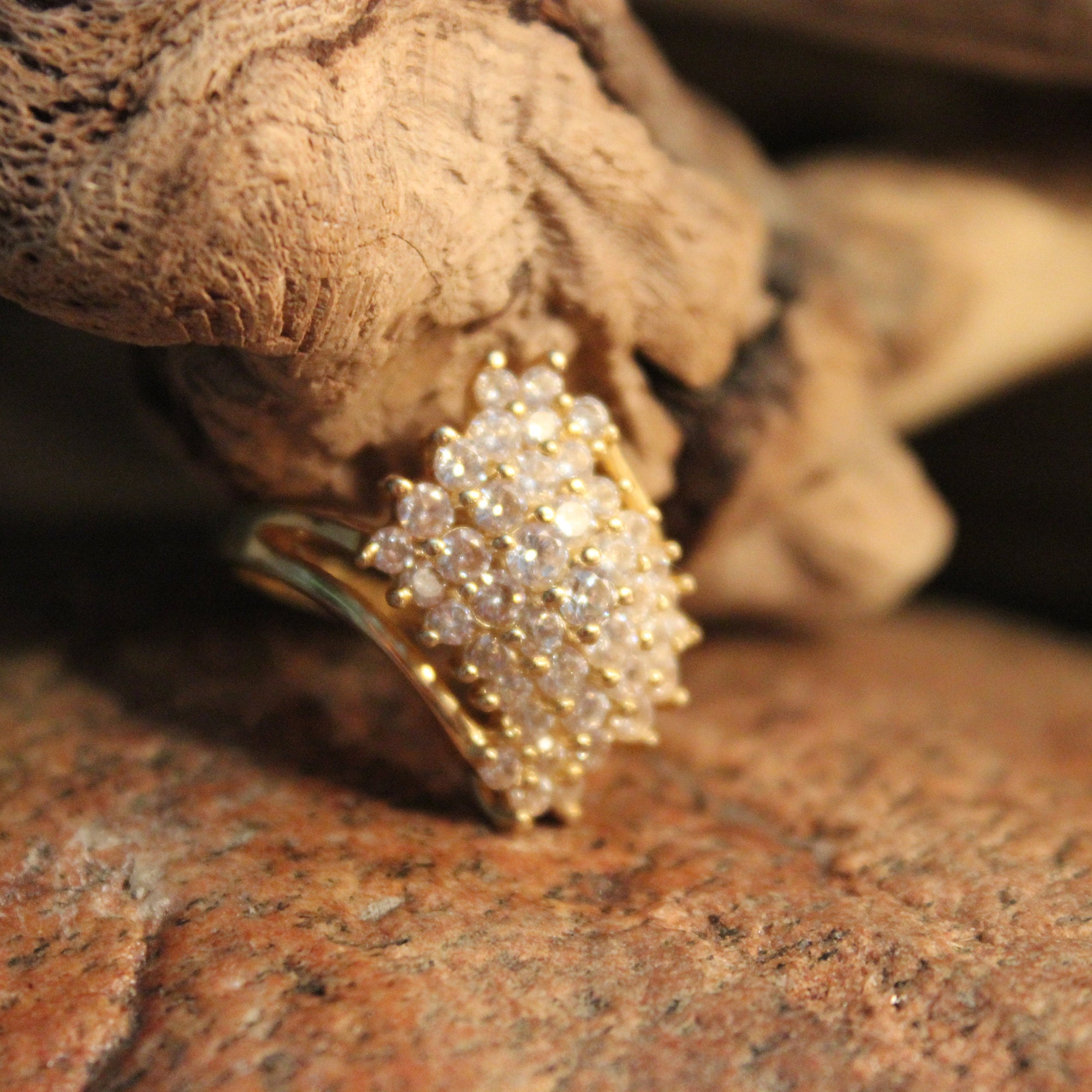 Vintage Ring 6.8 Grams Large Cubic Zirconia Cluster Ring Size 7 ...