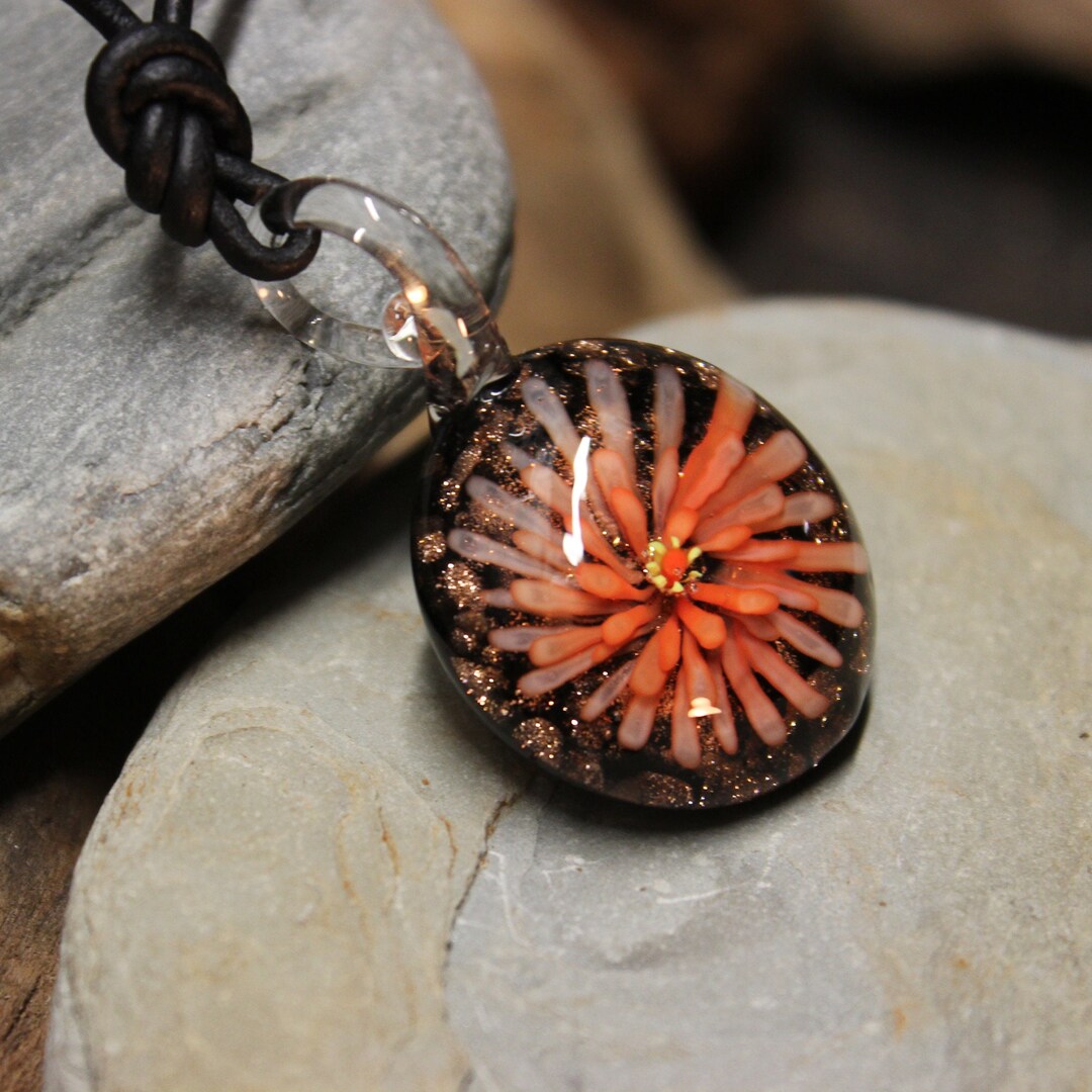 Hand Created Murano Inspired Glass Pendant Necklace Large Glass Pendant ...