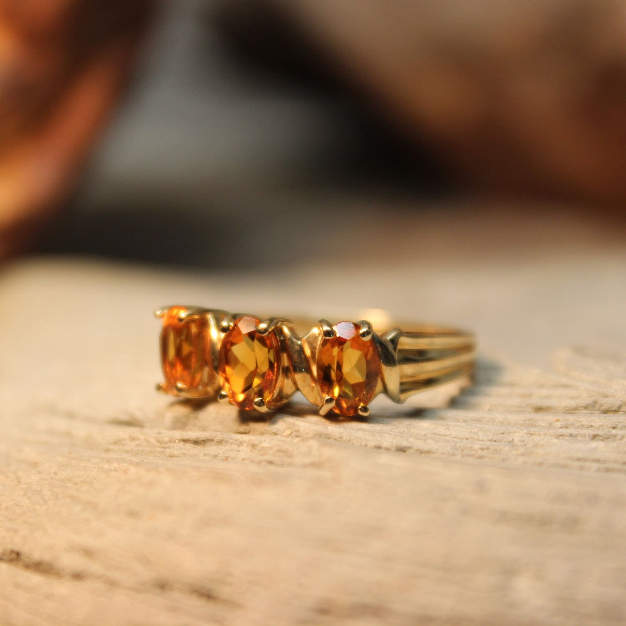 1990's Vintage 10k Solid Gold Citrine Ring Honey Citrine Ring 2.9 Grams Size 8 Yellow Gold ...