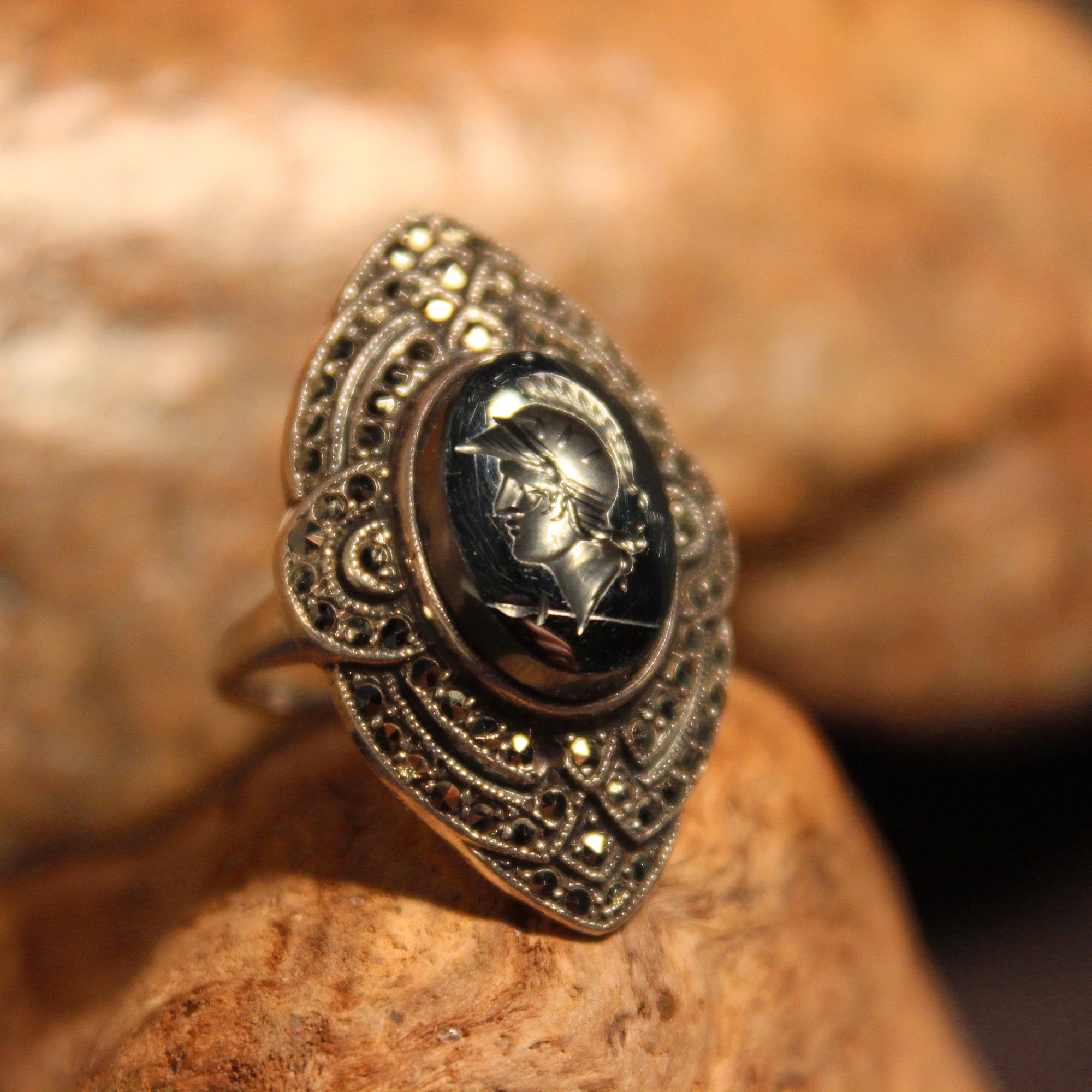 Vintage Intaglio Sterling Roman Soldier Ring 6.8 Grams Size 6 Vintage ...
