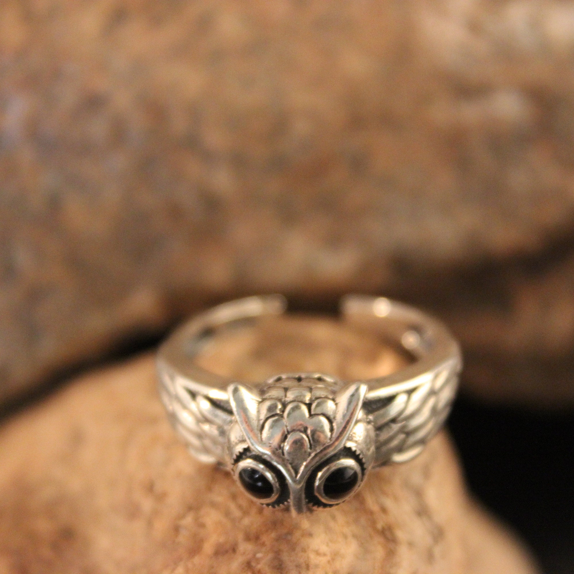 Vintage Sterling Silver Owl Ring Size 9 adjustable Vintage Owl Ring 4.8 ...