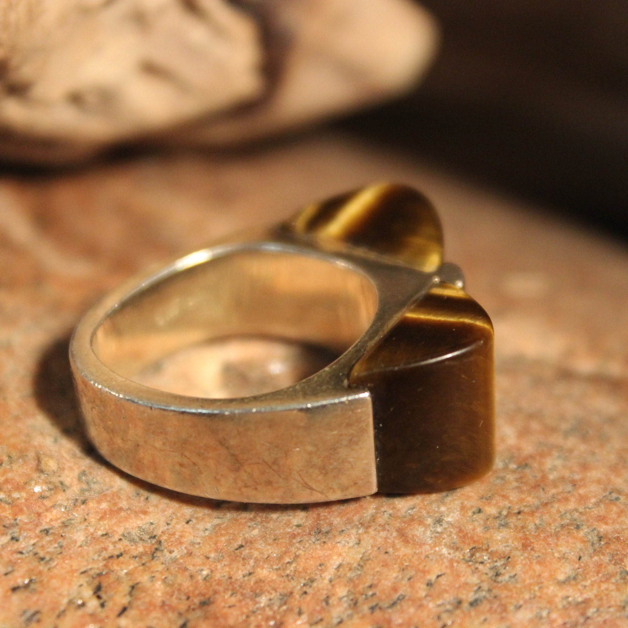 Vintage 1980's Sterling Tigers Eye Ring Size 6 Vintage sterling Ring 12 ...