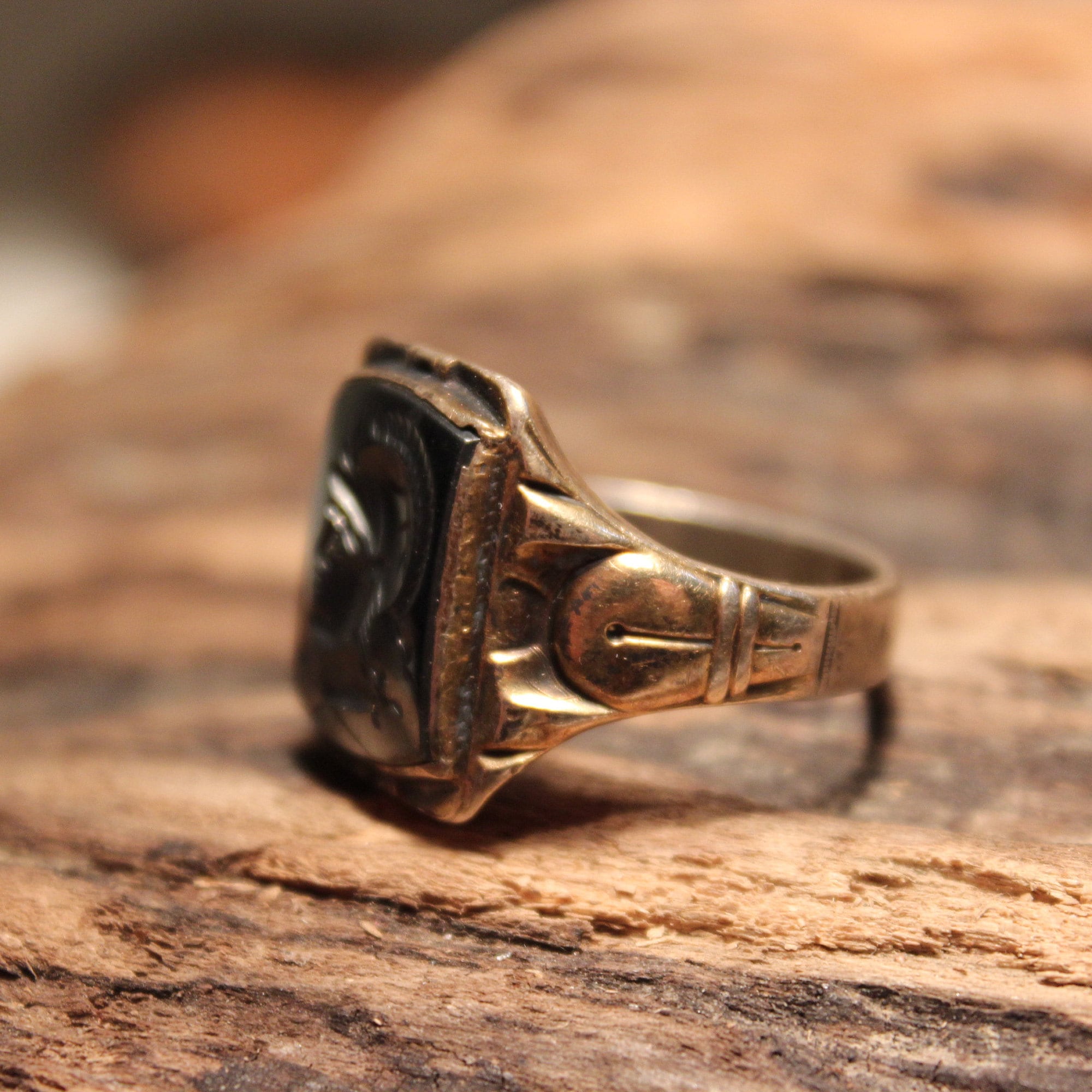 Mens 10K Silver Rings Roman Soldier Ring Size 9 Vintage 10K Gold ...