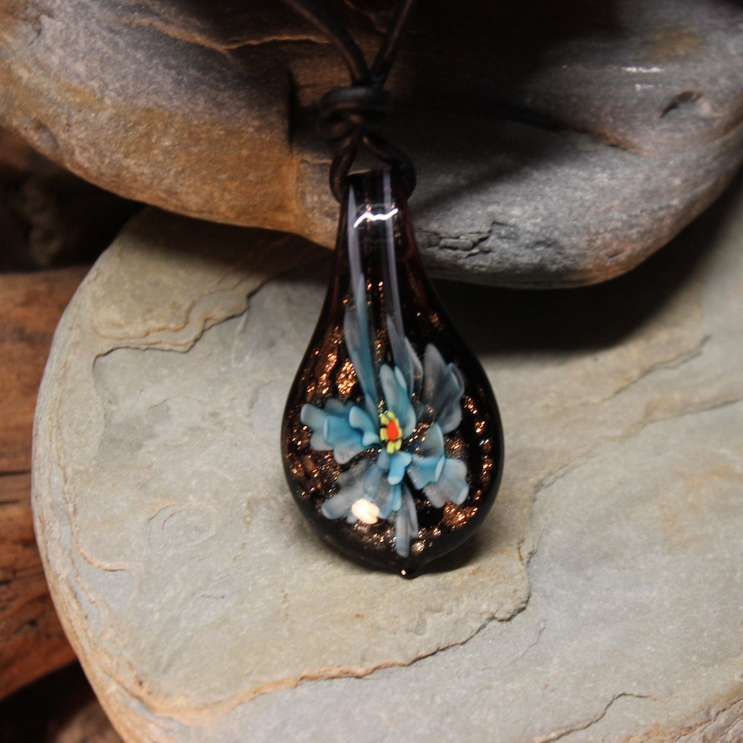 Hand Created Murano Inspired Glass Pendant Necklace Large Glass Pendant ...