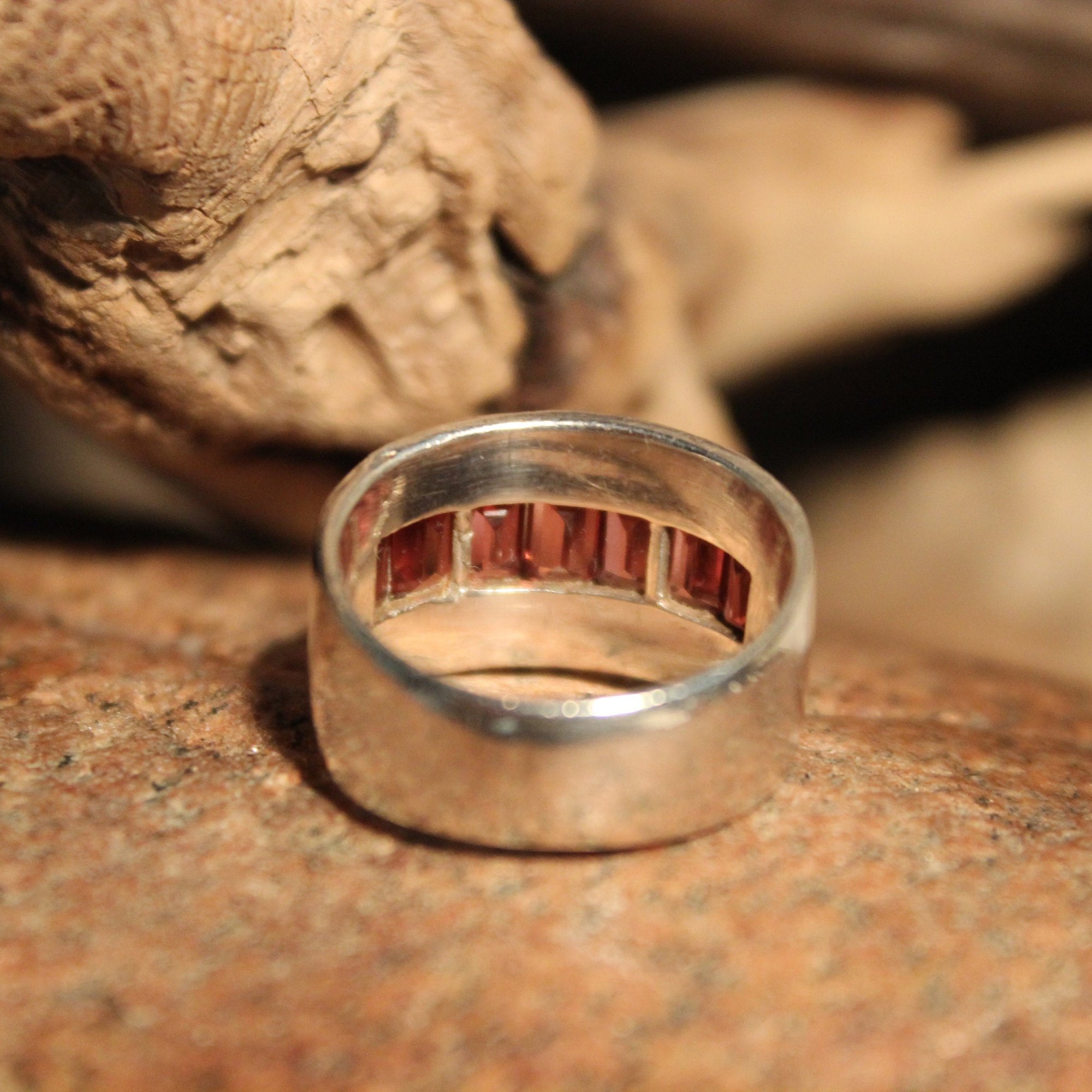 Vintage Red Garnet Marcasite Silver Ring Sterling Silver Ring Size 6.5 ...