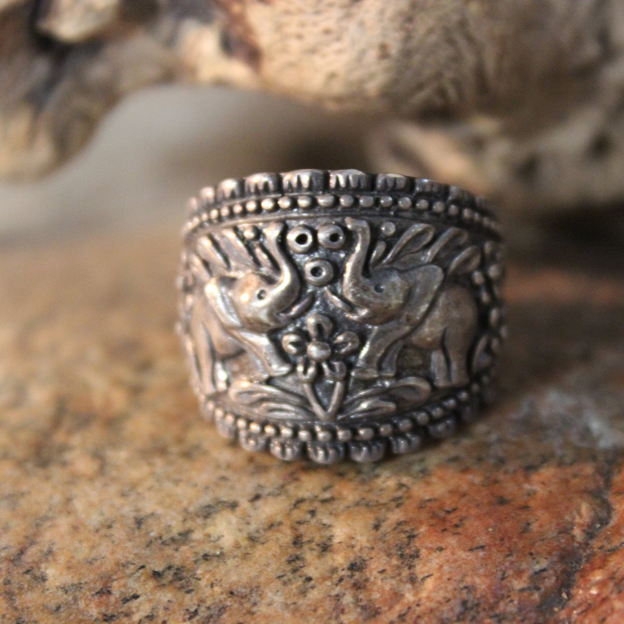 Vintage Sterling Silver Elephant Ring 10.7 Grams Size 9 Stamped 925 ...
