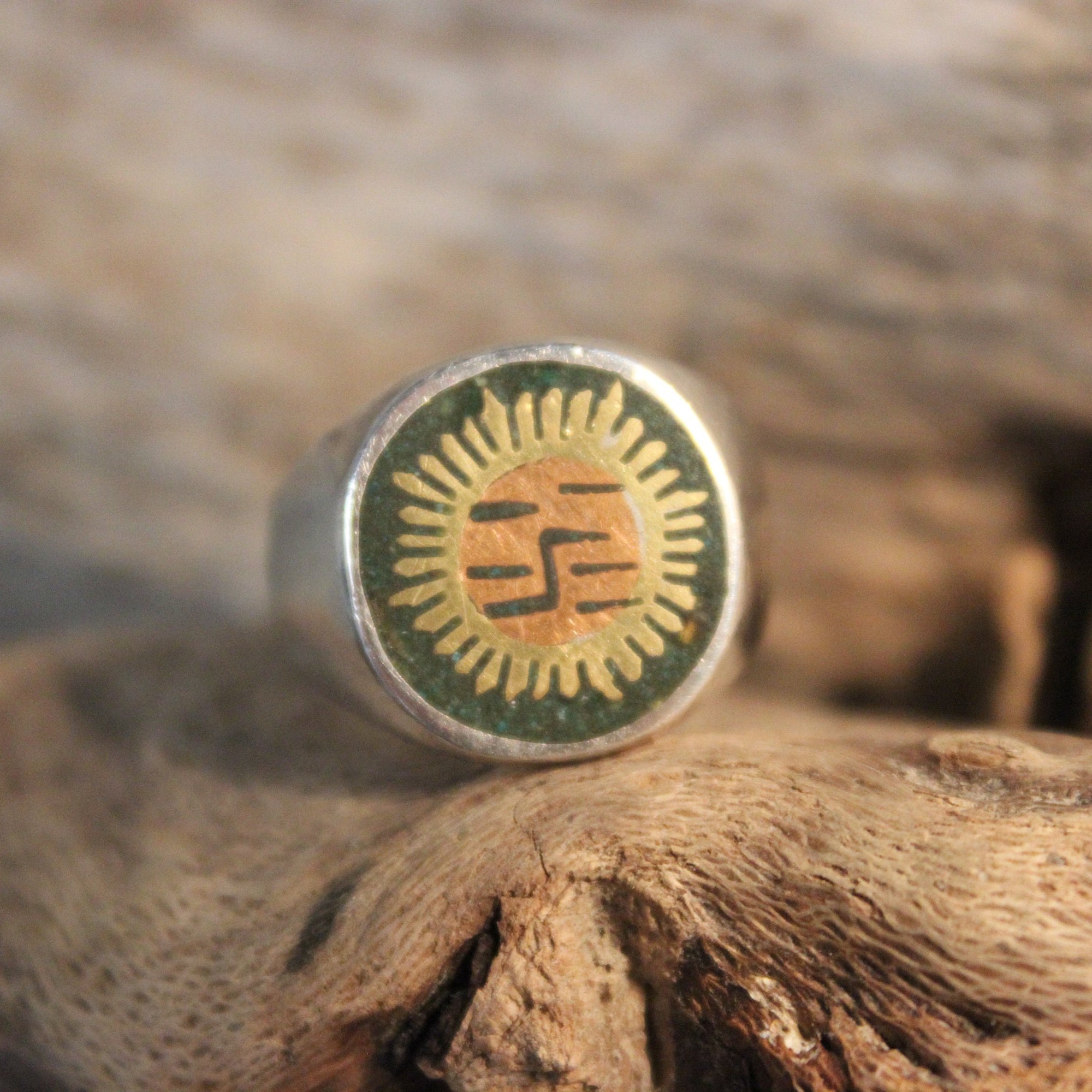 Mens Sterling Silver Sun Ring Mexican Silver Sun Ring 8.3 Grams Size 8. ...