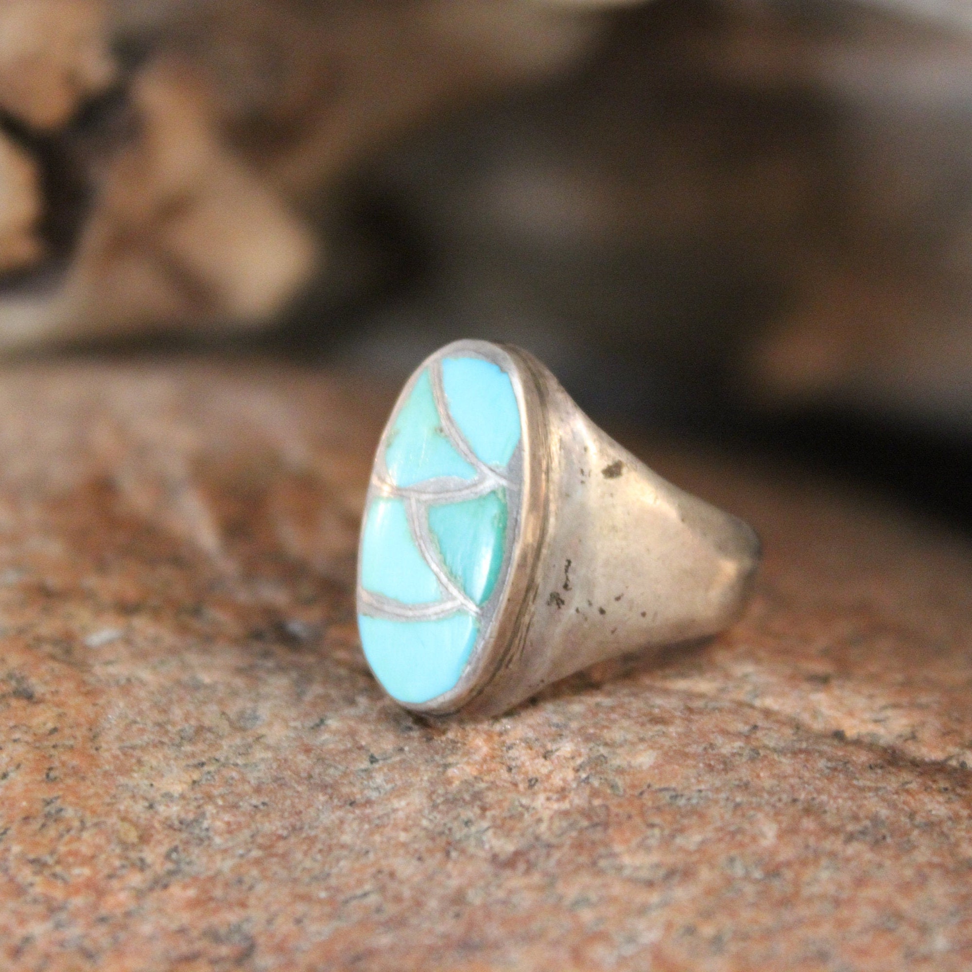 Mens Ring Sterling Silver Navajo Native American 10.5 grams Size 7 Mens ...