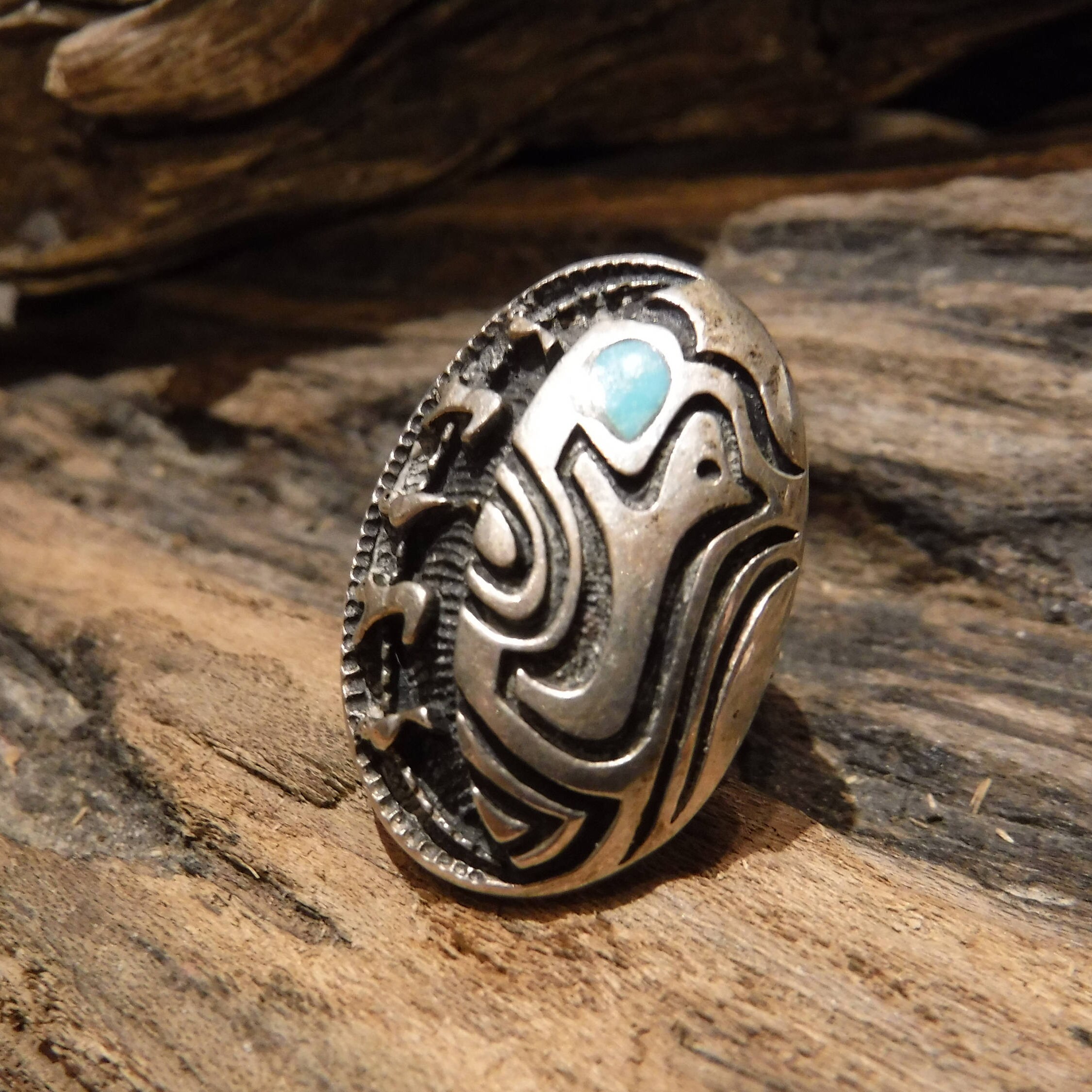 Vintage Sterling Mens Ring Wolf Ring Navajo Native American Silver Ring ...