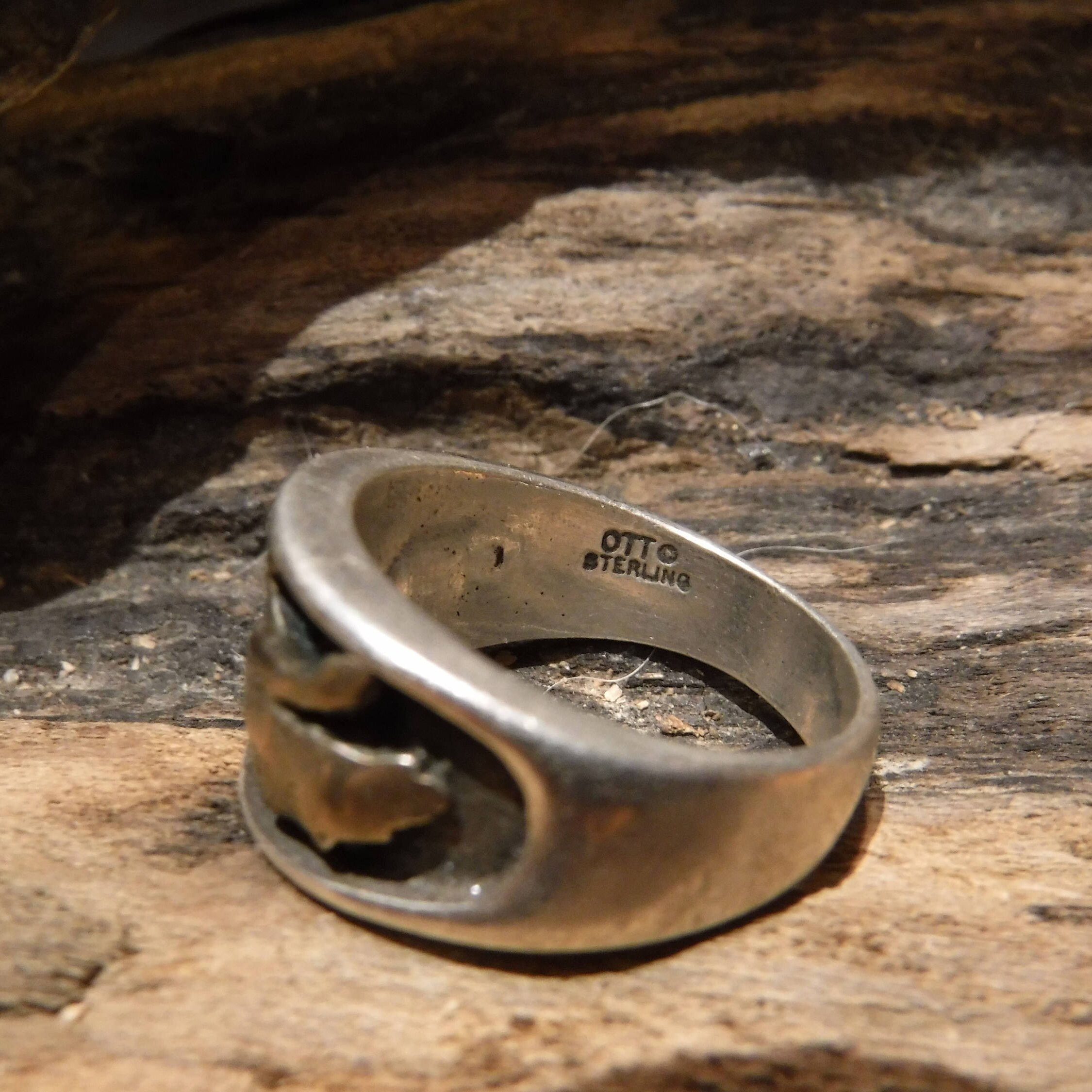 Vintage Sterling Mens Ring Wolf Ring Navajo Native American Signed Ring ...