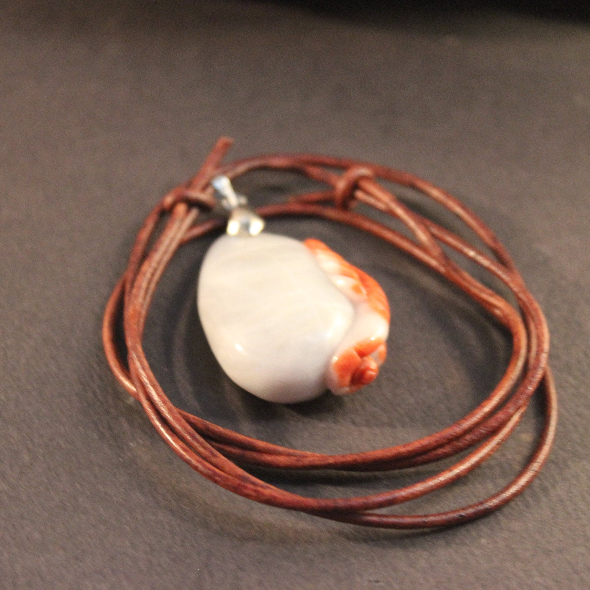 Hand Carved Pendant Necklace Large Natural Stone Pendant lobster carved ...