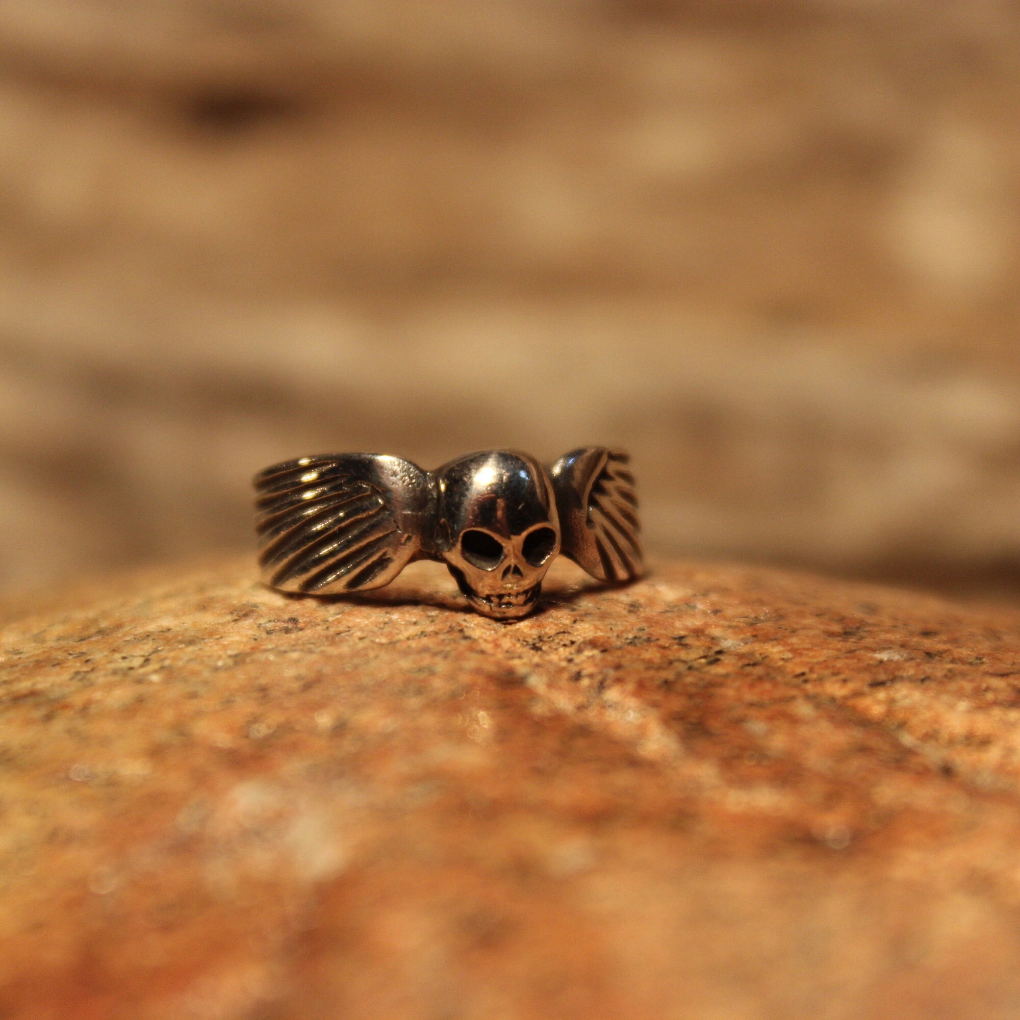 Vintage Sterling Silver Winged Skull Ring 2.8 Grams Size 7.25 Vintage ...