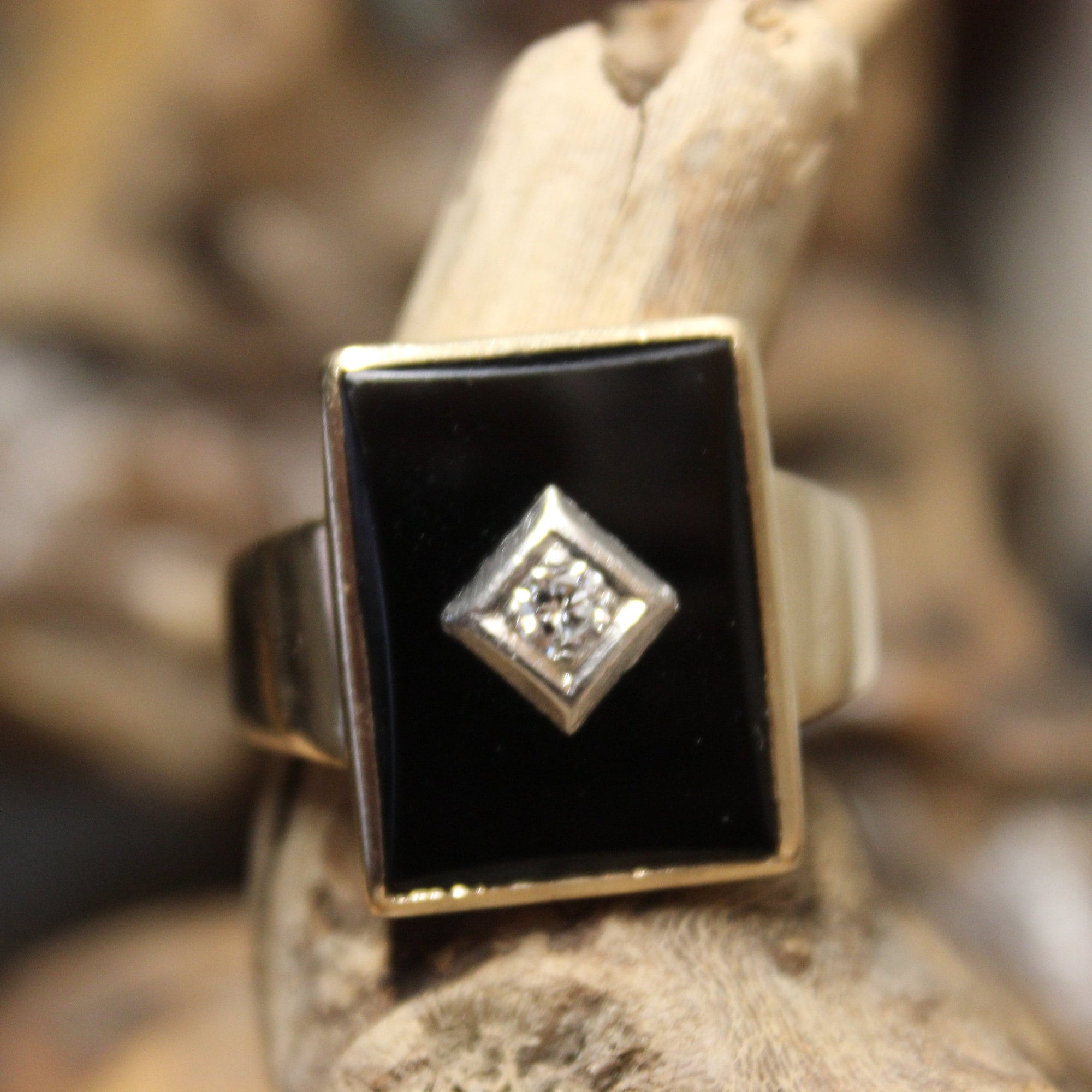 1940's Vintage Mens Large Diamond Ring 10K Solid Yellow Gold Mens Ring ...