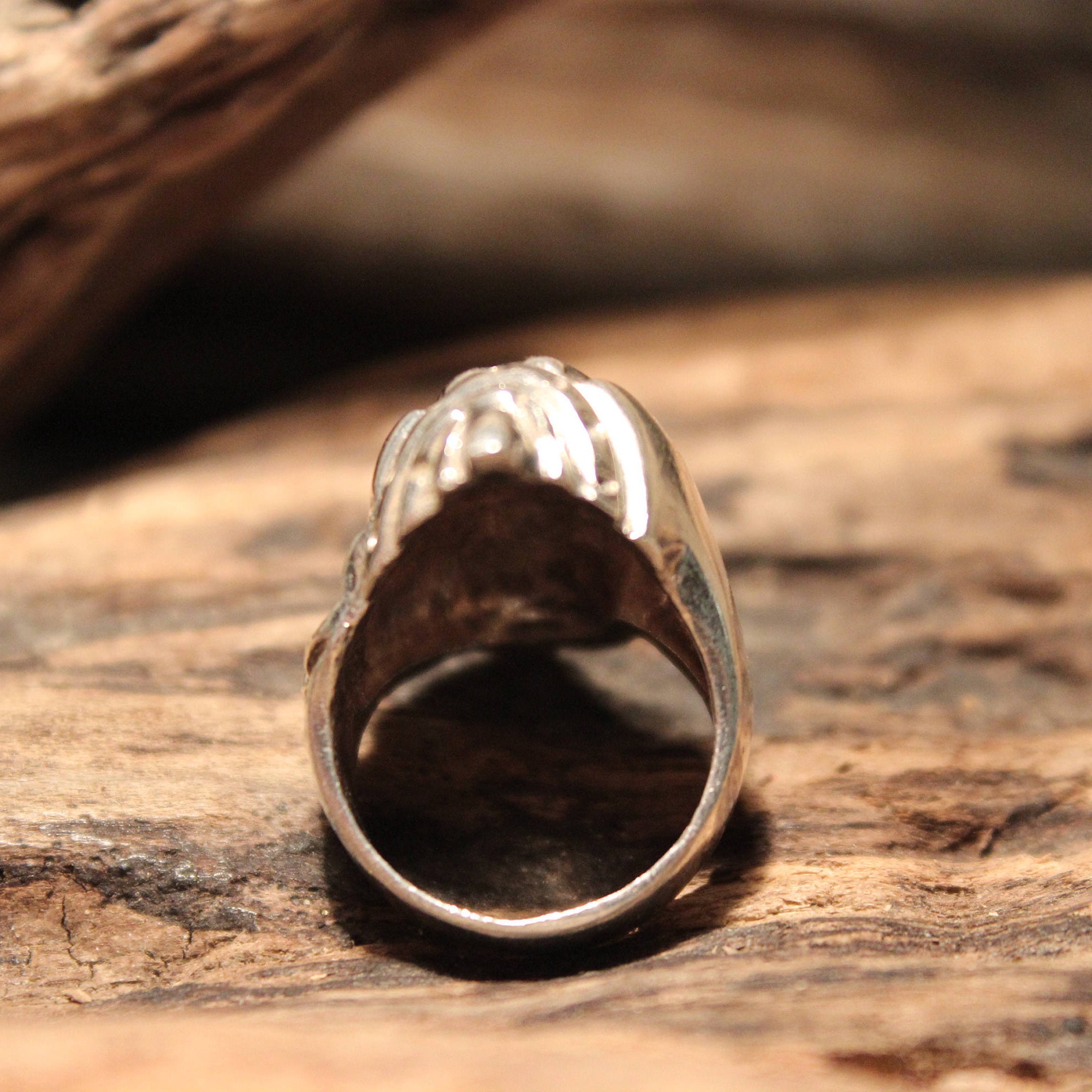 Large Vintage Shell Ring Mexico Sterling Silver Womans Ring 14.6 Grams ...