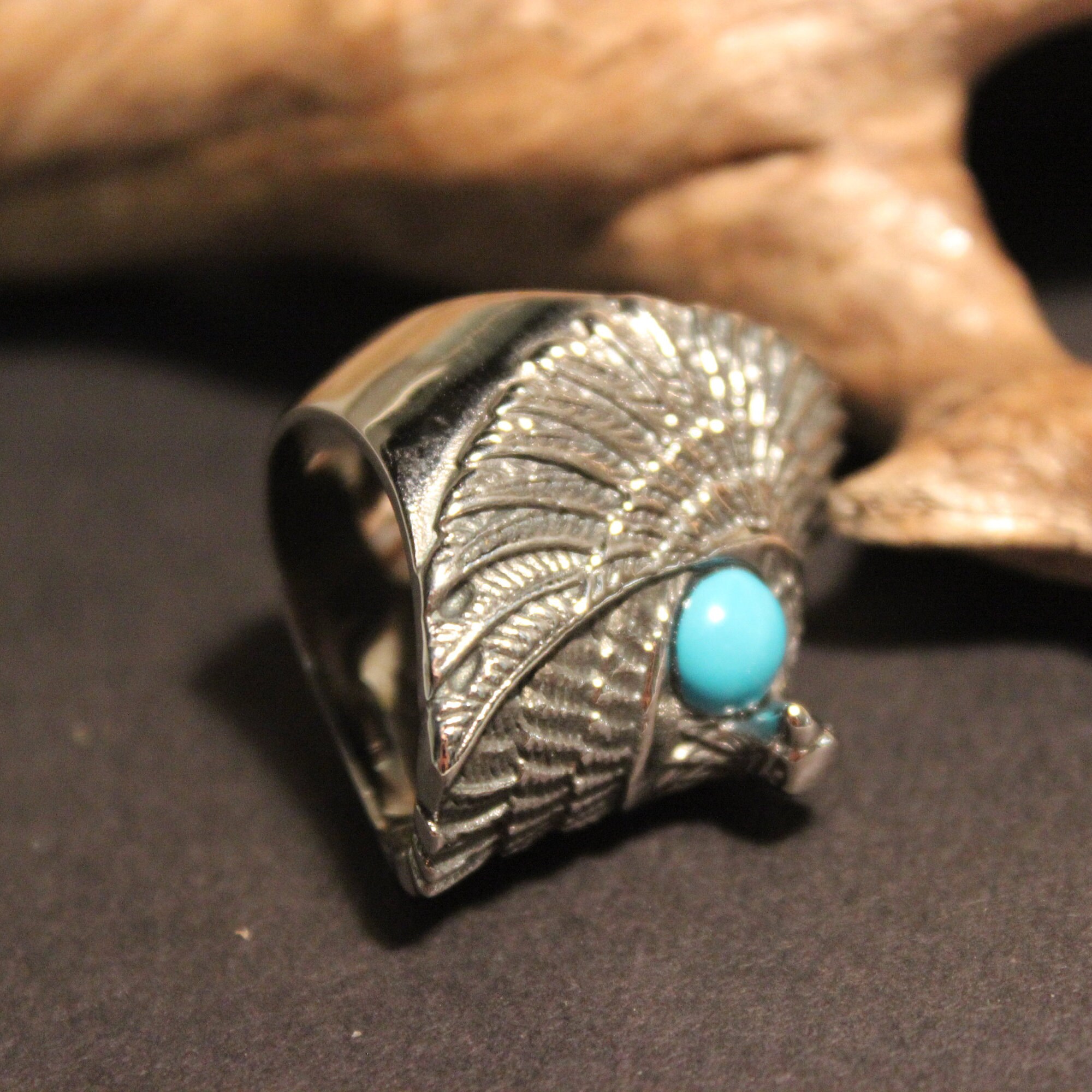 Large MensTurquoise Eagle Ring Size 9 Oden Viking Ring 24.7 Grams Mens ...