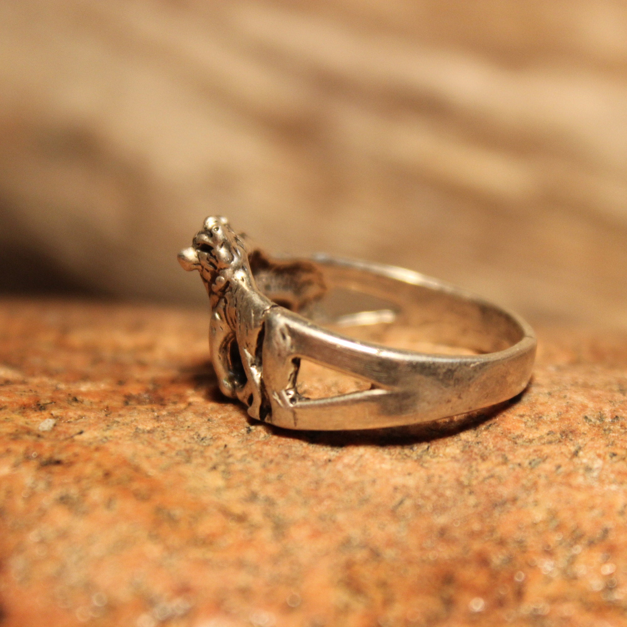 Vintage Sterling Mens Ring Wolf Ring Navajo Native American Signed Ring ...
