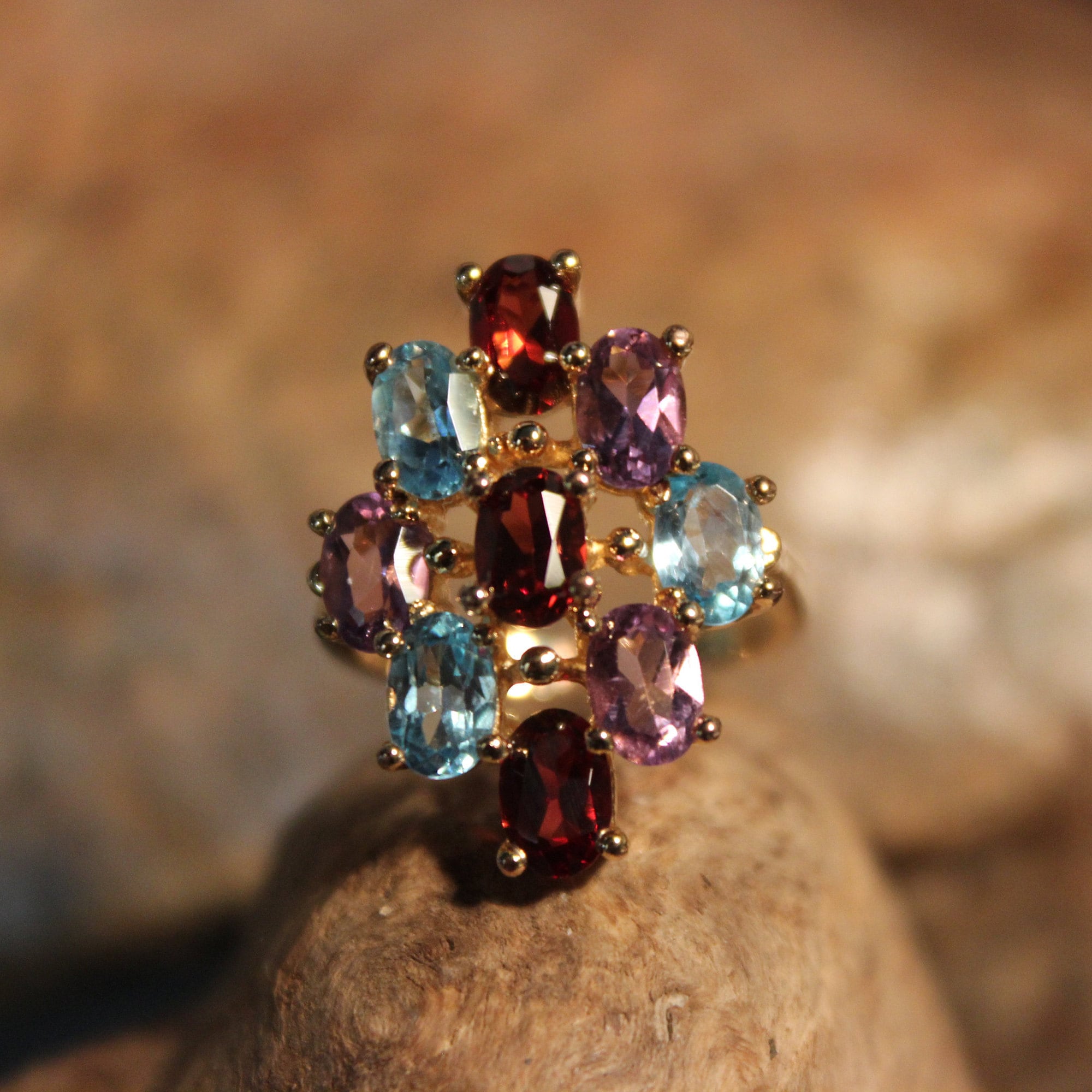 Vintage Multi Stone Cluster Ring Size 6 Sterling Silver Ring 5 Grams Ladies Ring Ladies Vintage ...