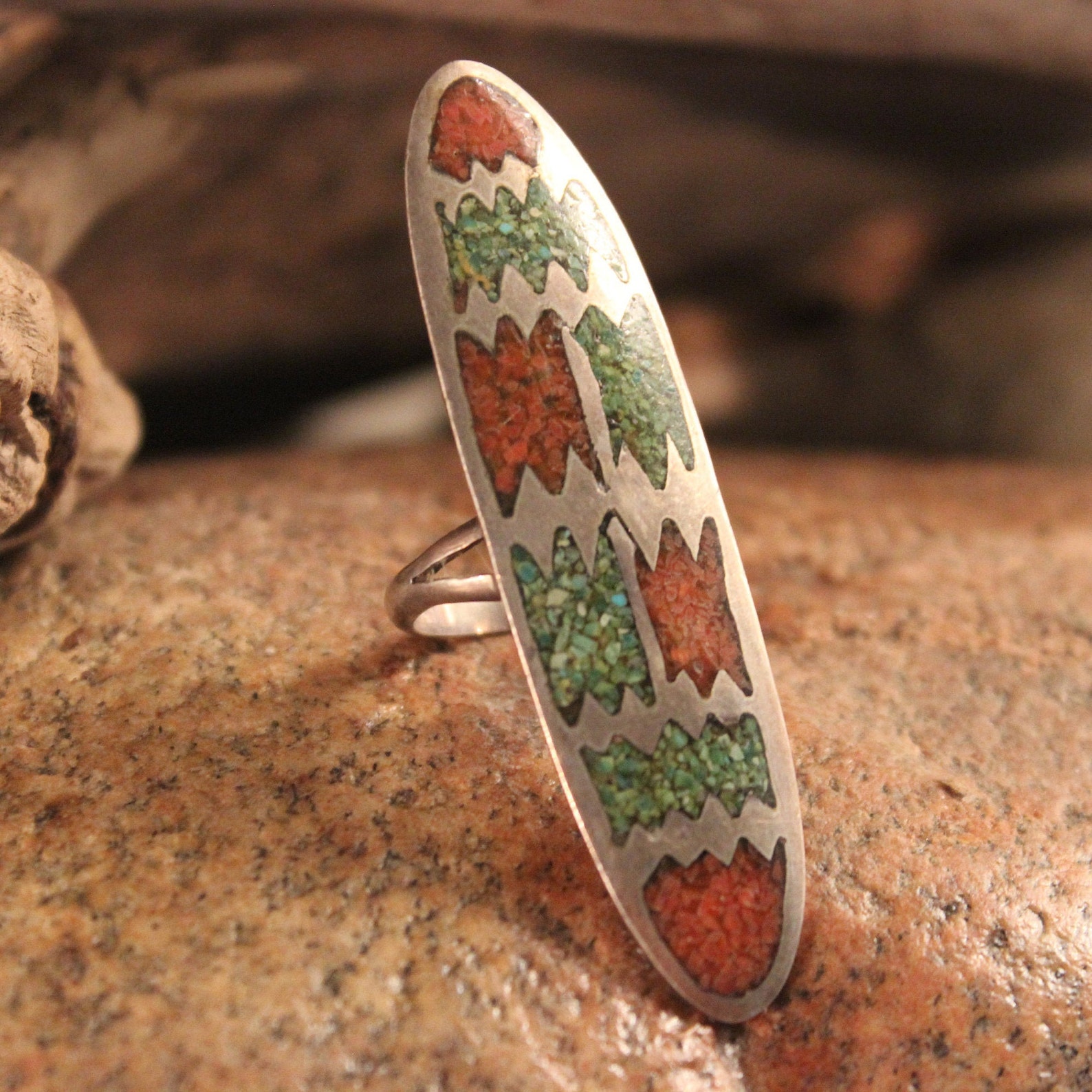 Large Vintage Zuni Ring Native American Sterling Silver Size - Etsy