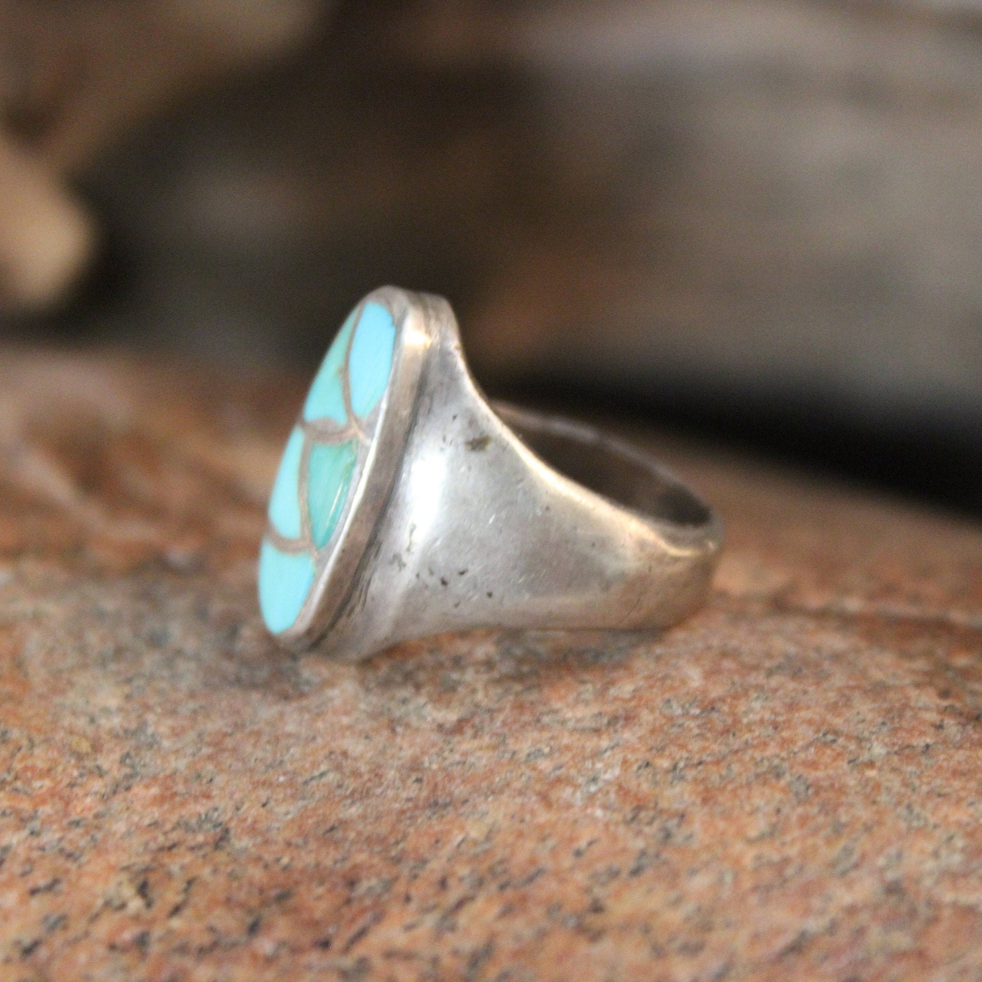 Mens Ring Sterling Silver Navajo Native American 10.5 grams Size 7 Mens ...