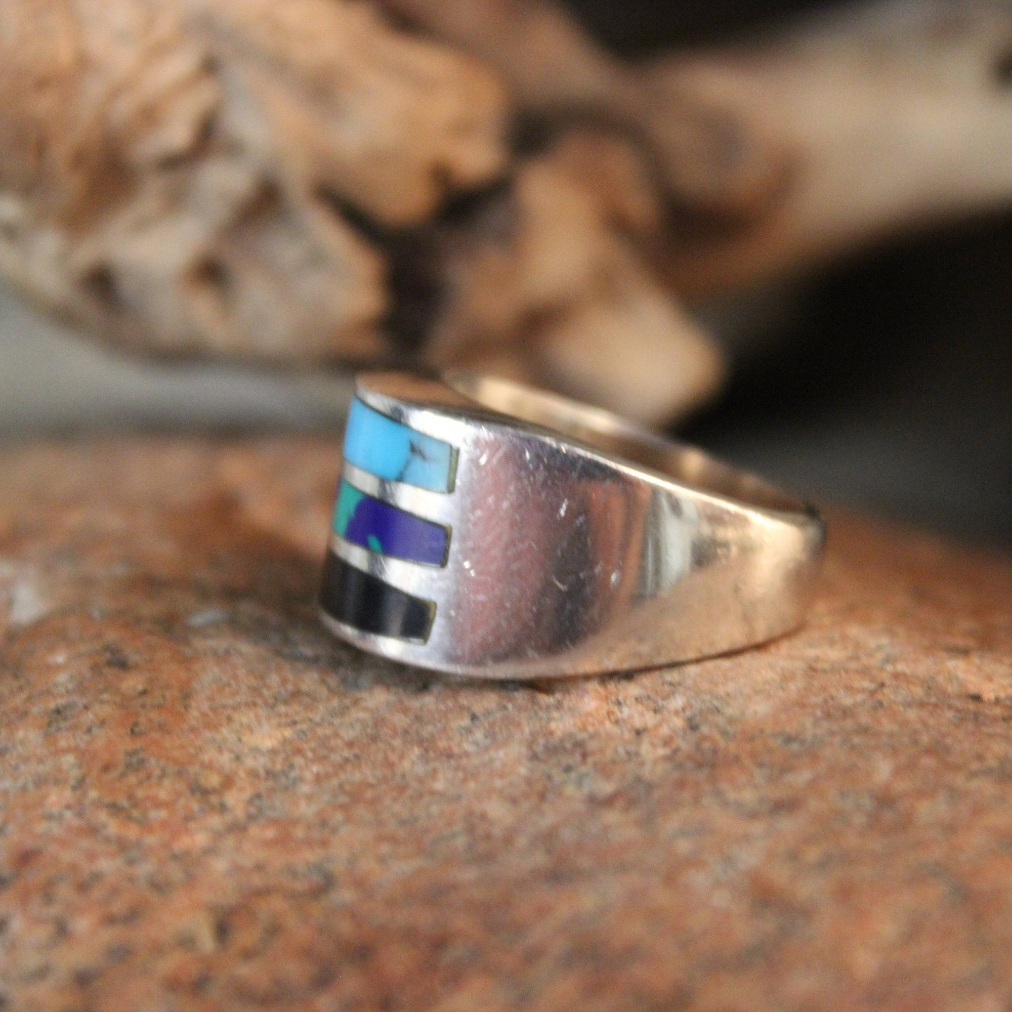 Large Mens Silver Ring Vintage Mexico Ring 13.5 Grams Size 8 Silver ...