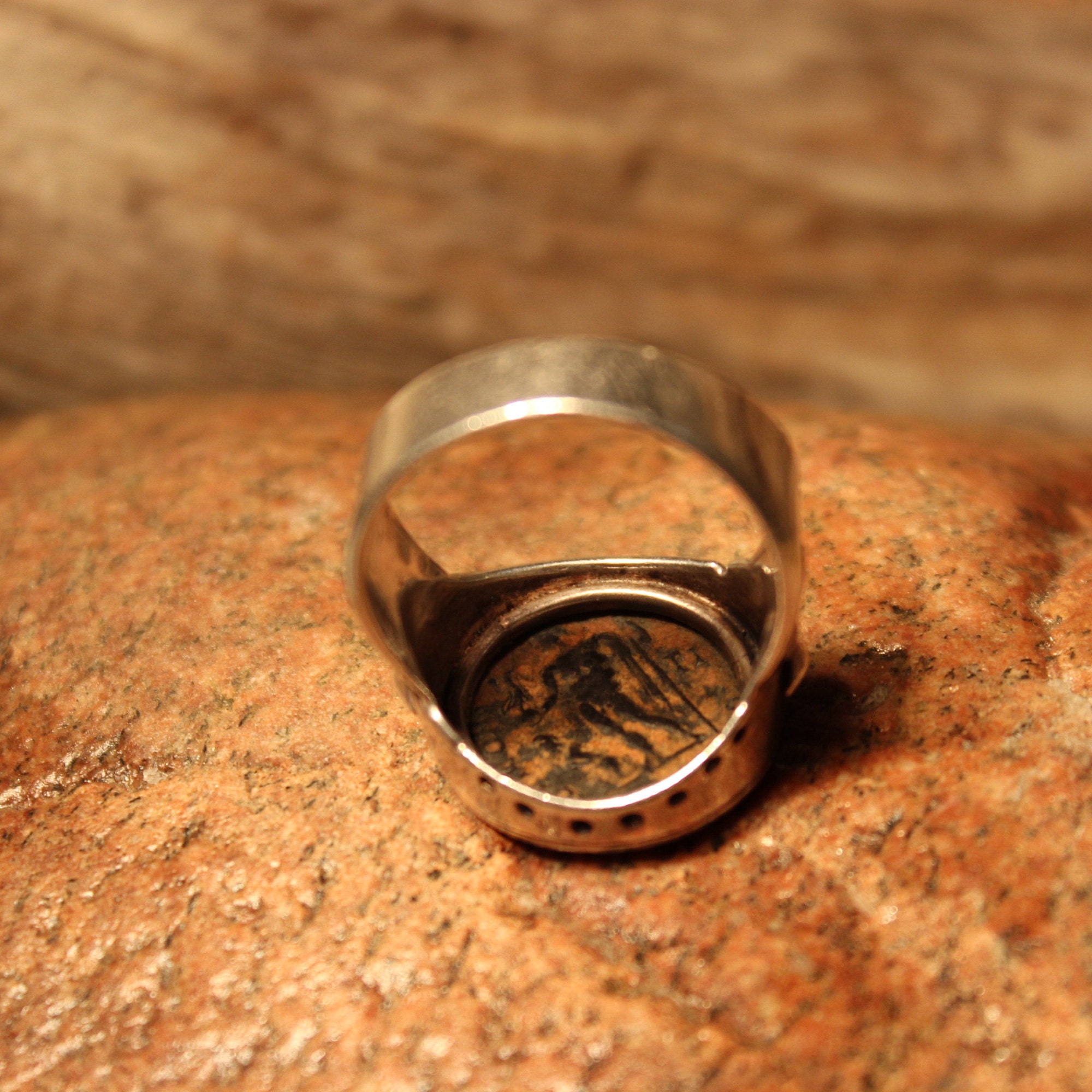 Antique Ancient Roman Coin Ring Size 11.5 Vintage Sterling Silver ...