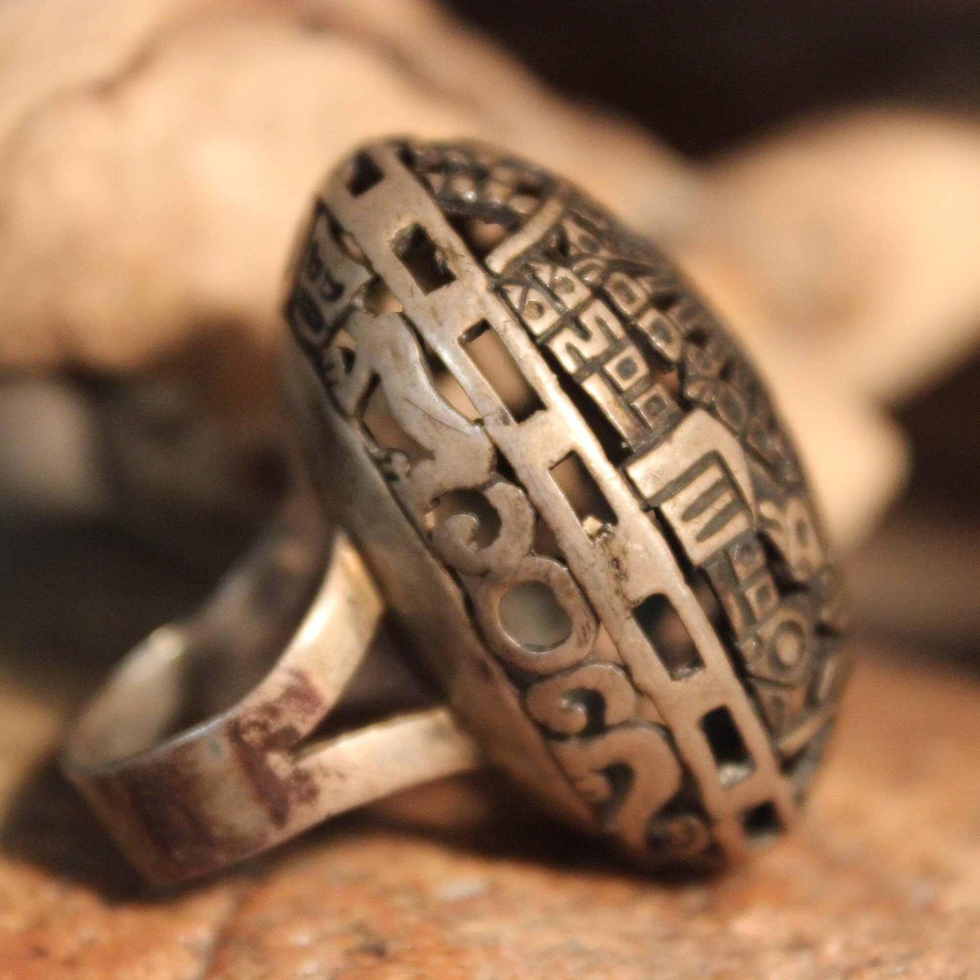 Rare Vintage Arte Orfebre 1950 Peruvian Ring Inca Sterling Silver Dome ...