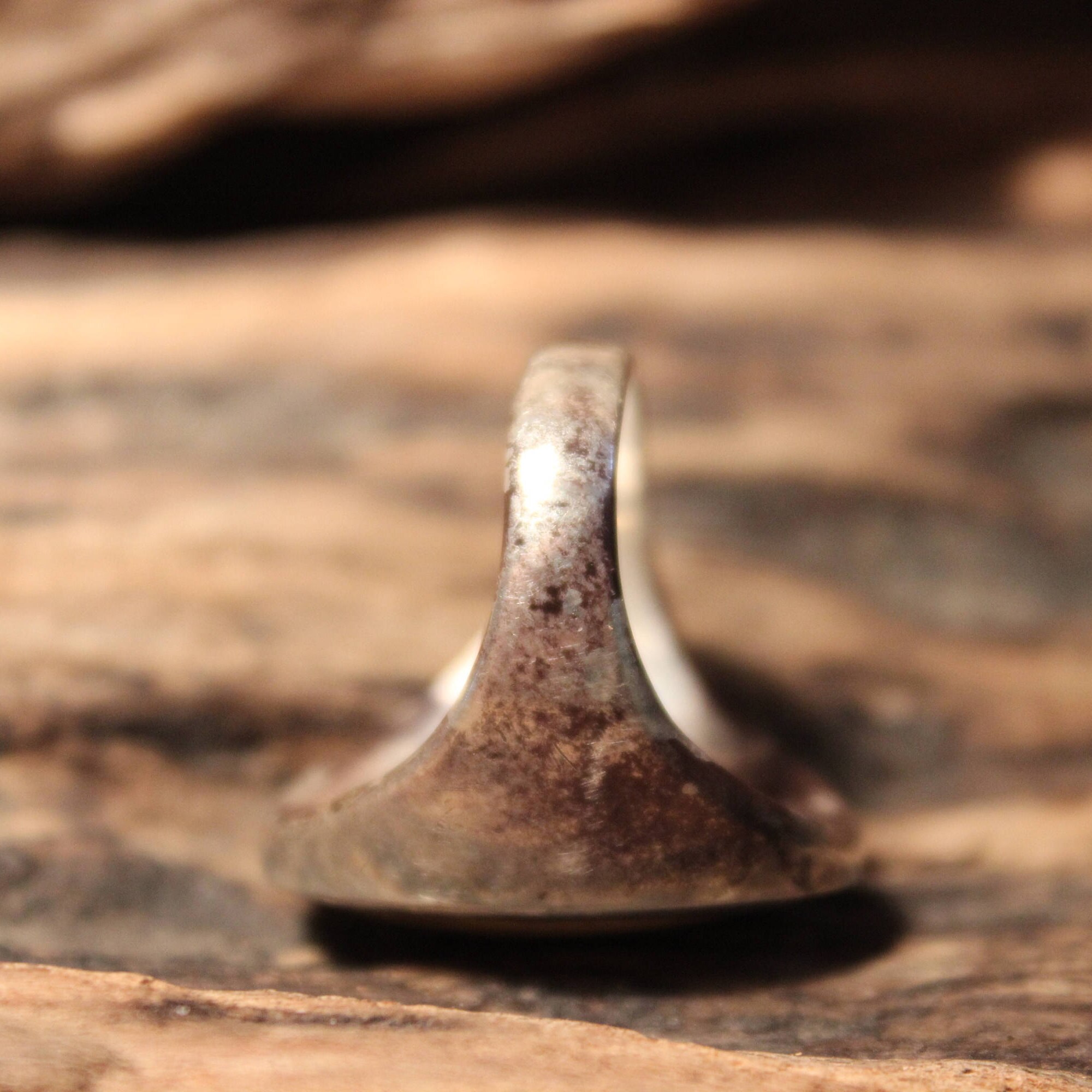 Mens Vintage Scrimshaw Eagle Oval Ring Signed R Size 8 Sterling Silver ...