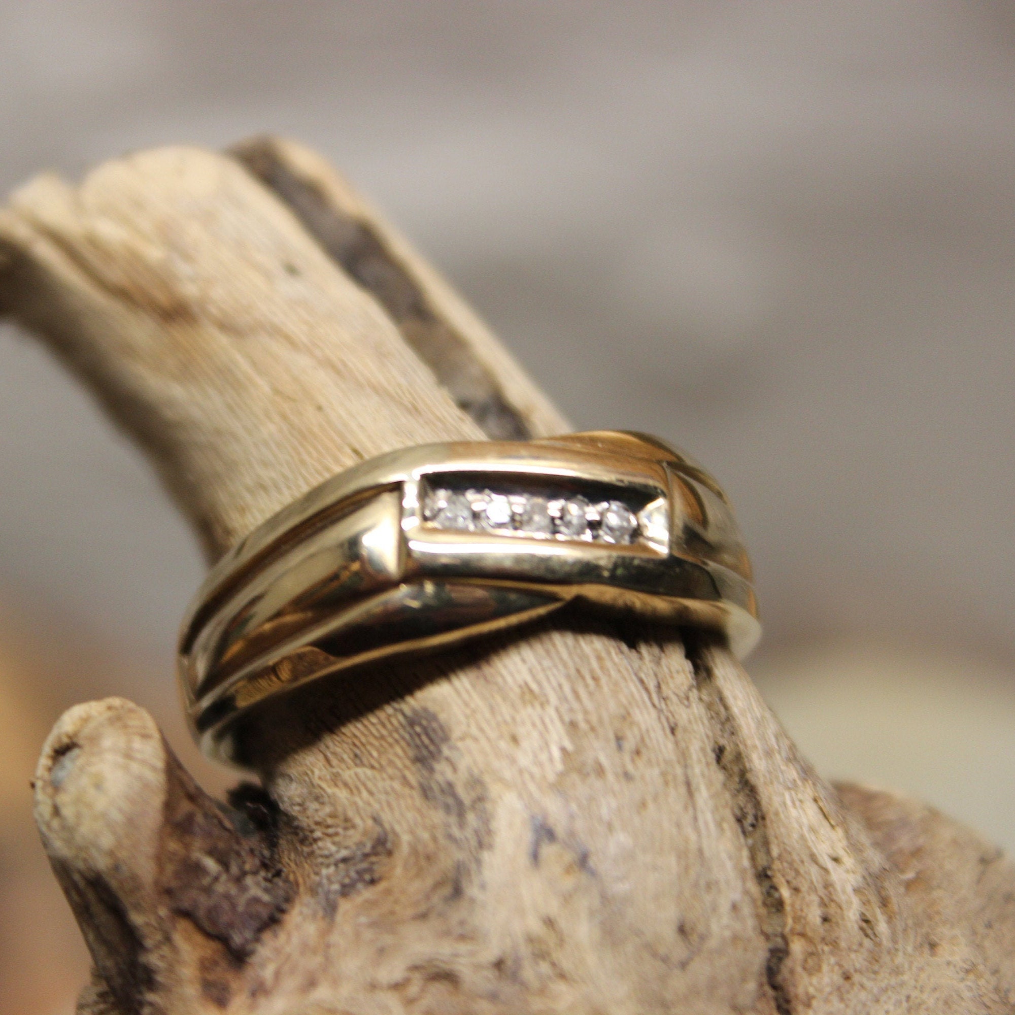 1980's Vintage Mens Vintage Diamond Ring 10K Yellow Gold Ring 5 ... 1980's Vintage Mens Vintage Diamond Ring 10K Yellow Gold Ring 5 ...