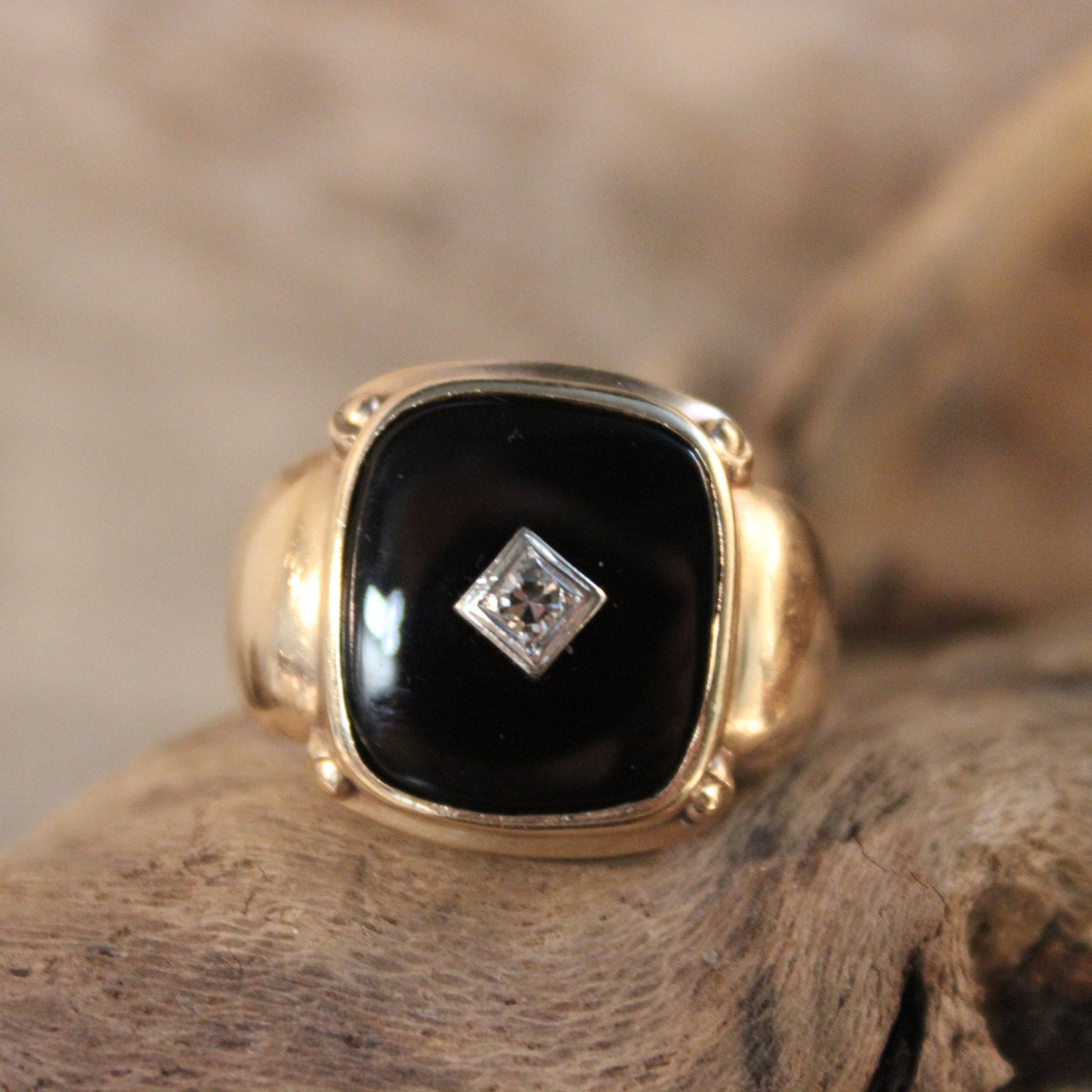 1980's Vintage Mens Ring Diamond Onyx Ring 10K Solid Gold Mens Ring 9.4 ... 1980's Vintage Mens Ring Diamond Onyx Ring 10K Solid Gold Mens Ring 9.4 ...