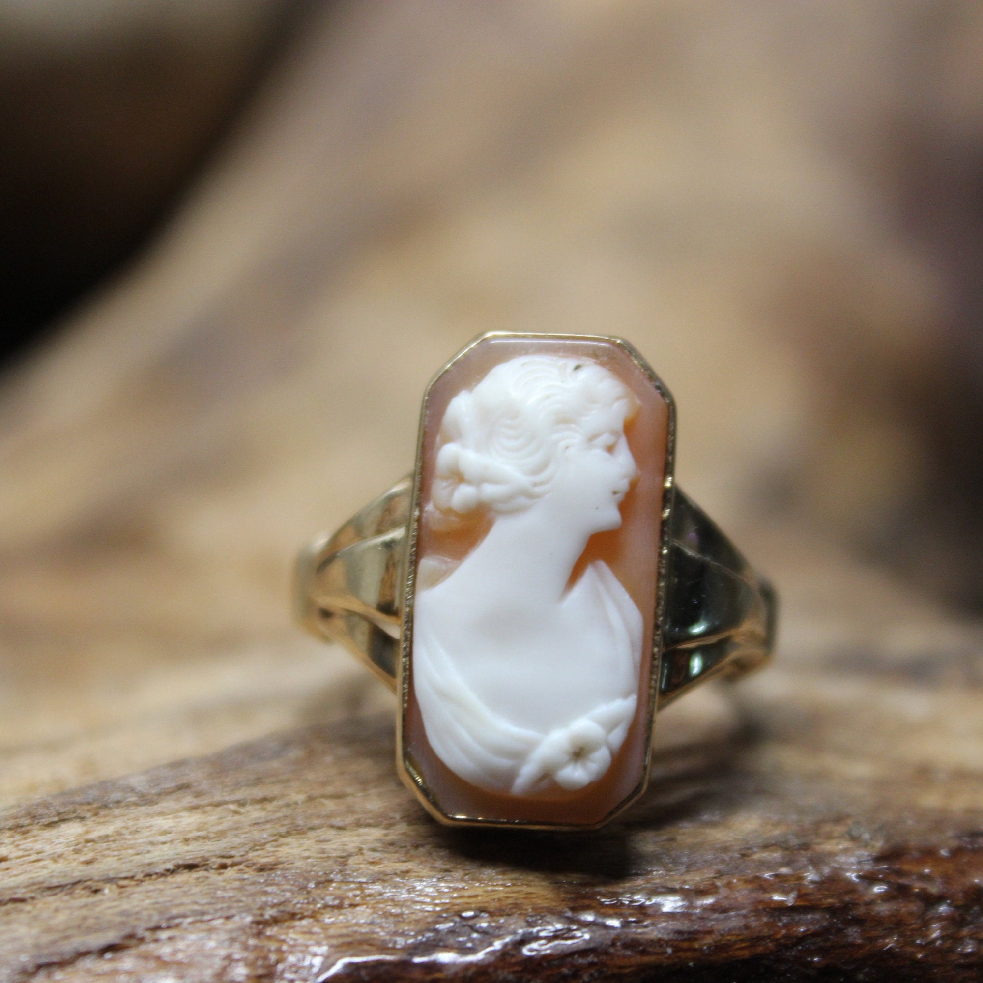 1950's Vintage 10k Solid Gold Cameo Ring 4.5 Grams Size 7.5 Large Cameo ...