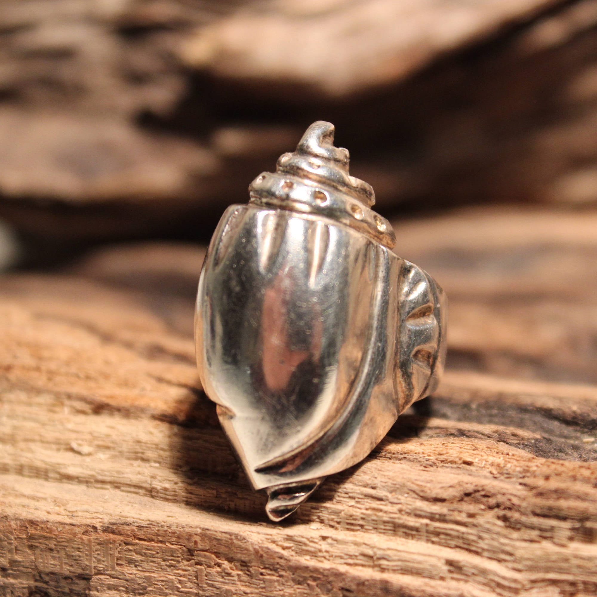 Large Vintage Shell Ring Mexico Sterling Silver Womans Ring 14.6 Grams ...