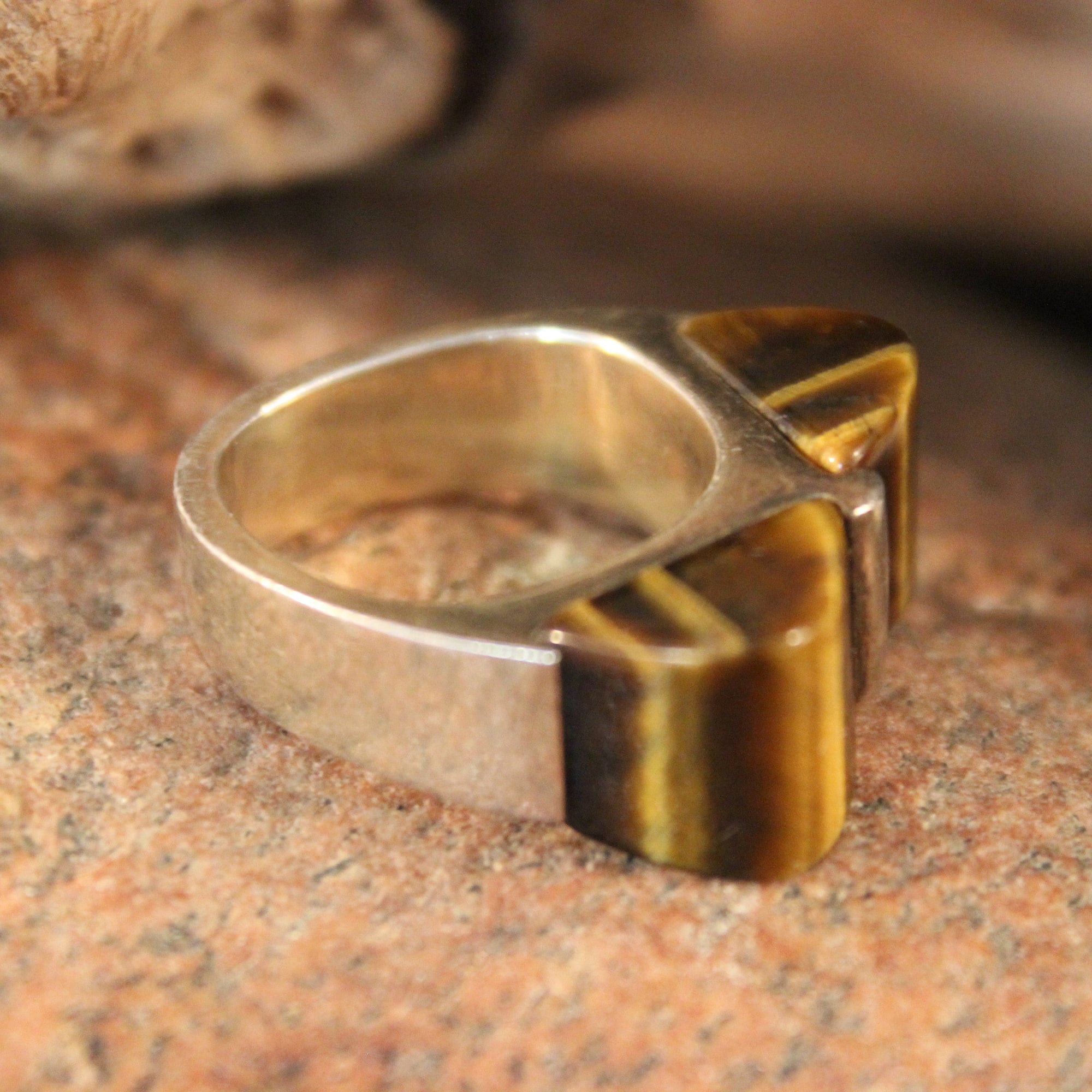 Vintage 1980's Sterling Tigers Eye Ring Size 6 Vintage sterling Ring 12 ...