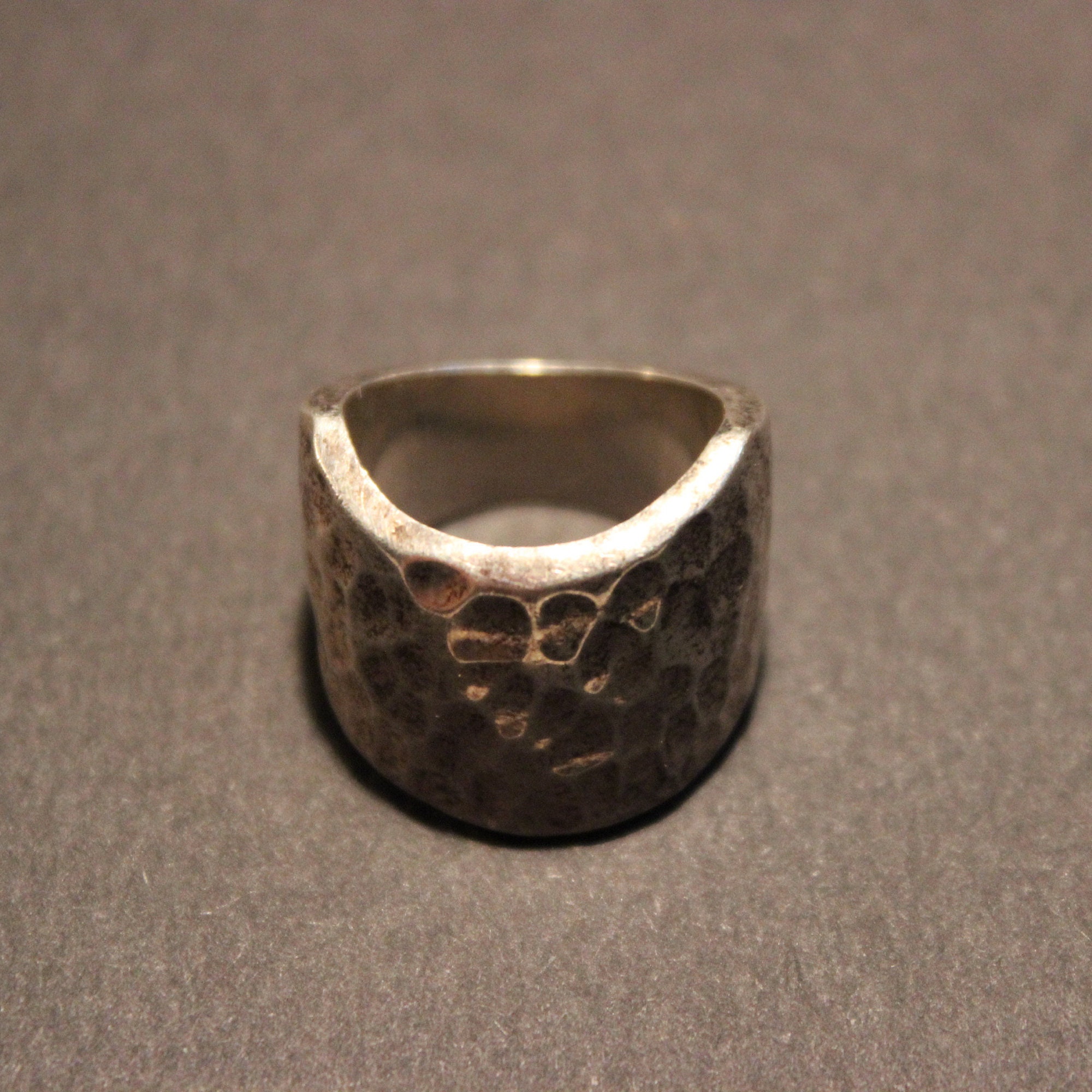 Mens Ring Mexico Large Silver Hammered Ring Sterling Silver Ring 14.5 ...