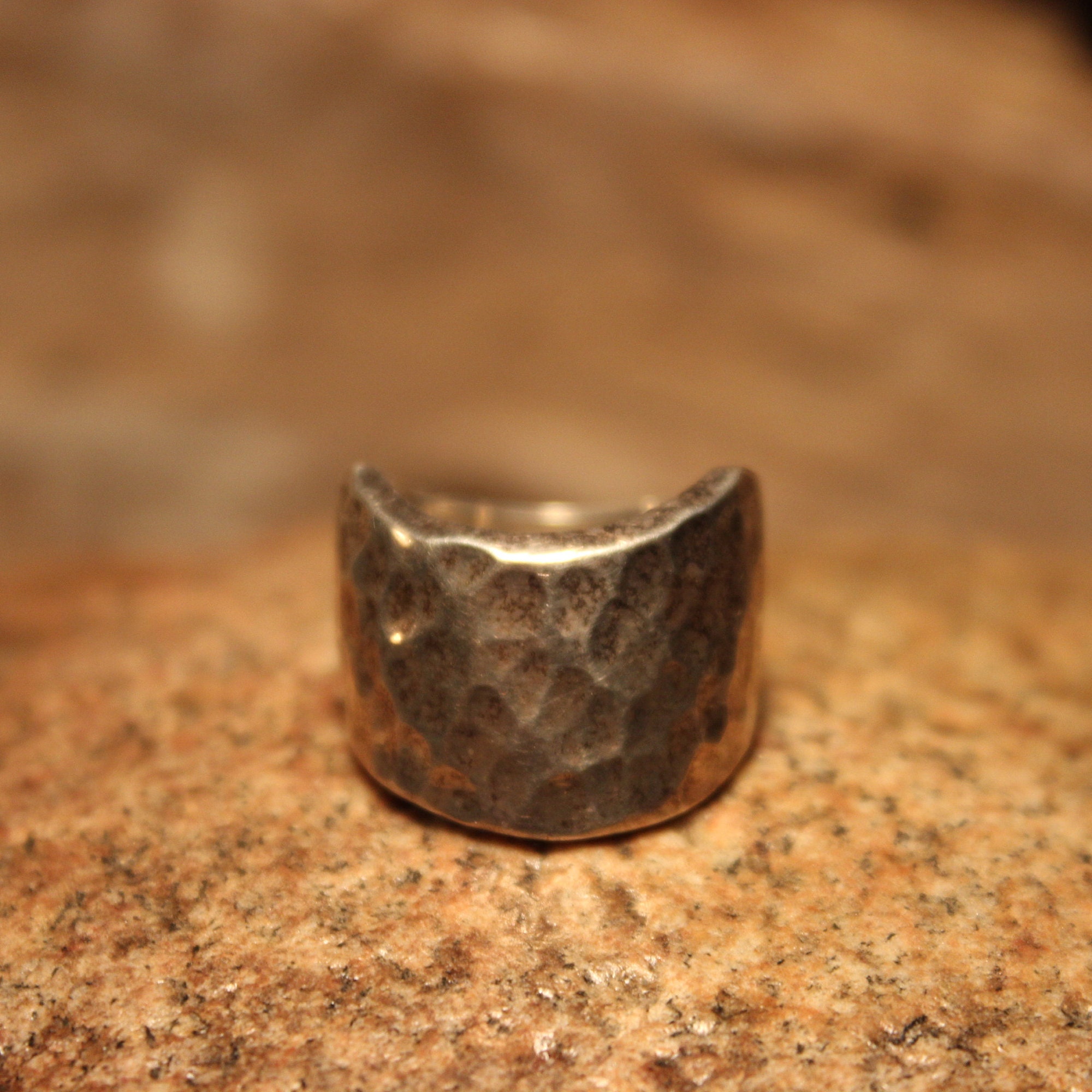 Mens Ring Mexico Large Silver Hammered Ring Sterling Silver Ring 14.5 ...