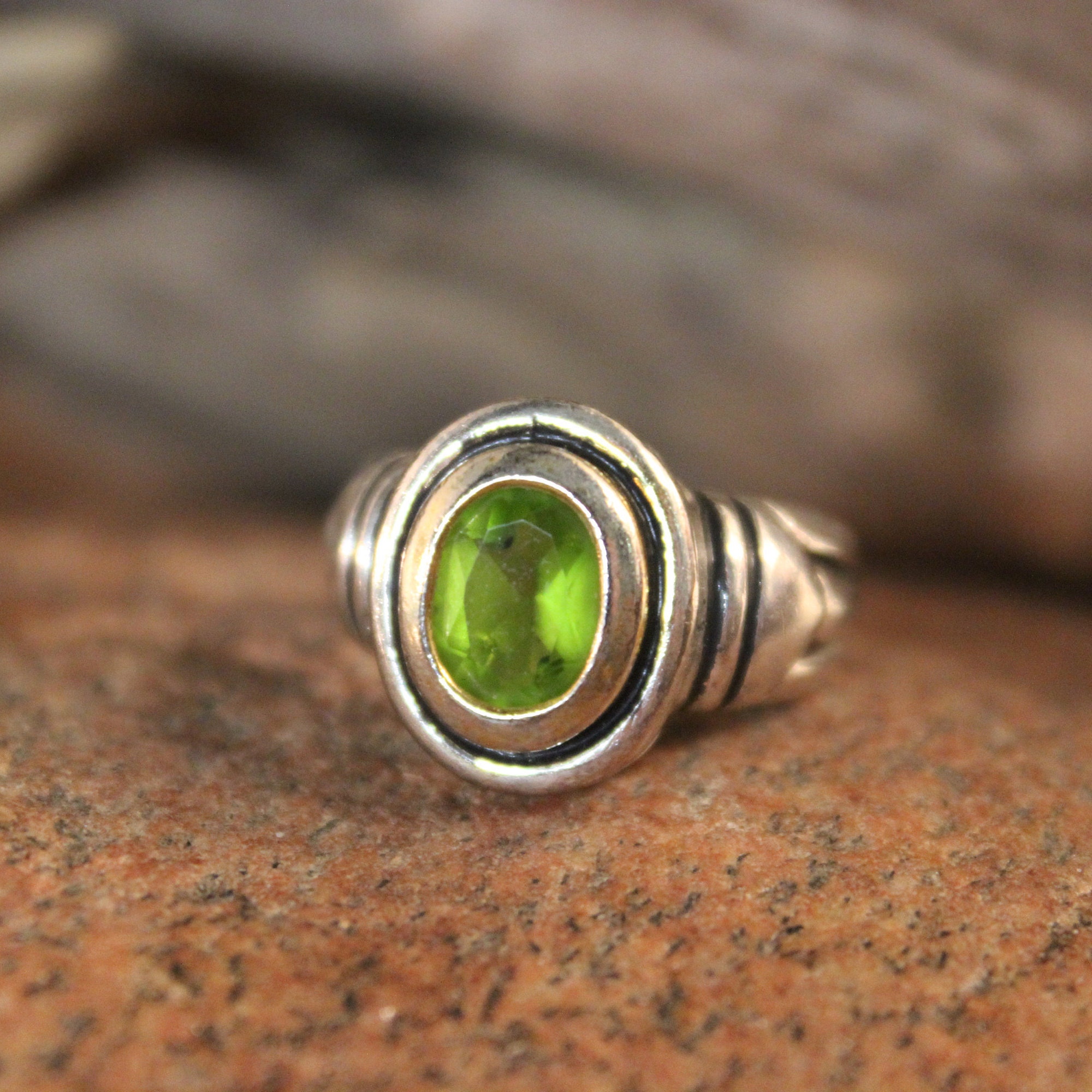 Vintage Peridot Sterling Silver Ring Size 6.5 Weight 5.3 Grams Silver ...