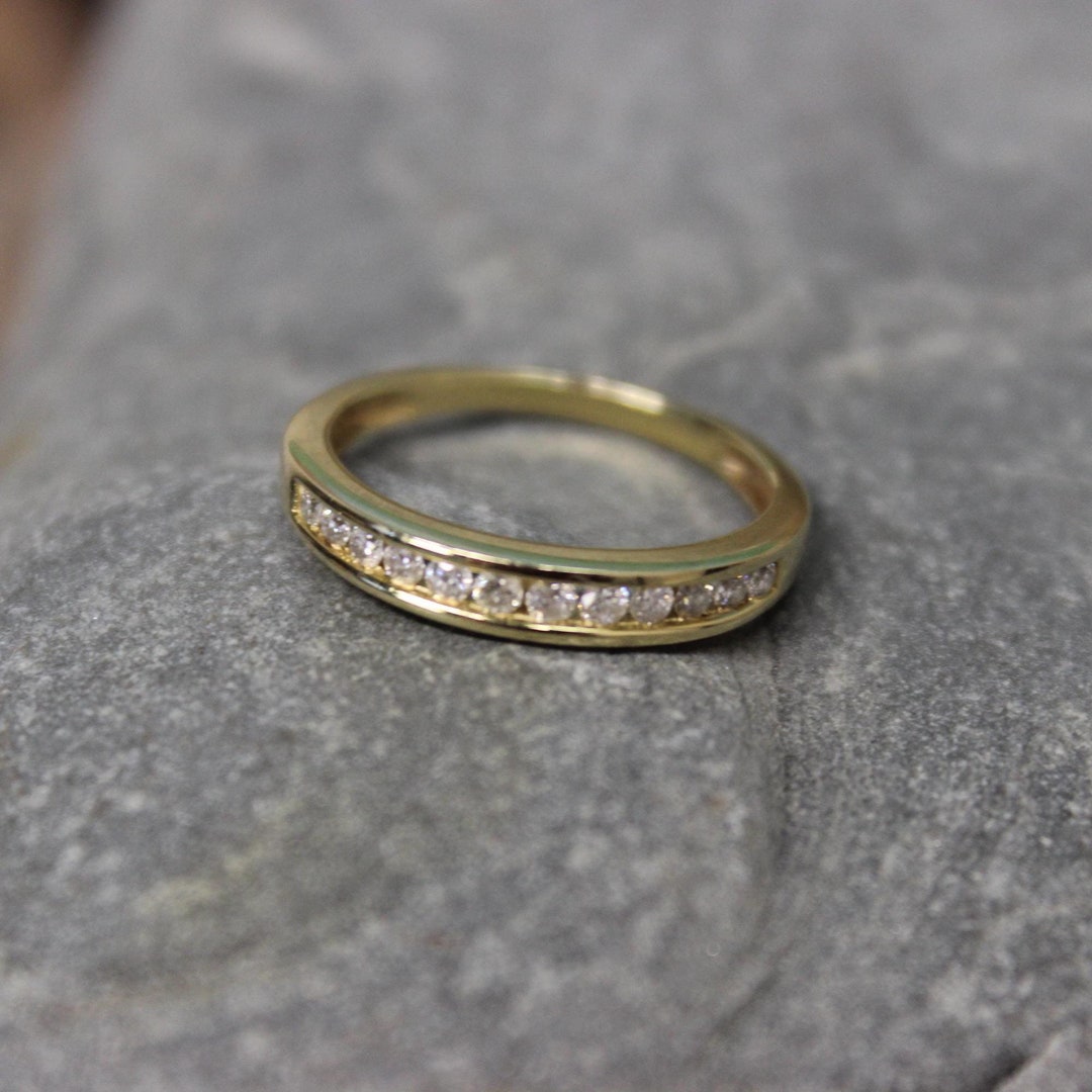 1990s Vintage Diamond Ring 10K Solid Yellow Gold 12 Diamond Ring 2 ...