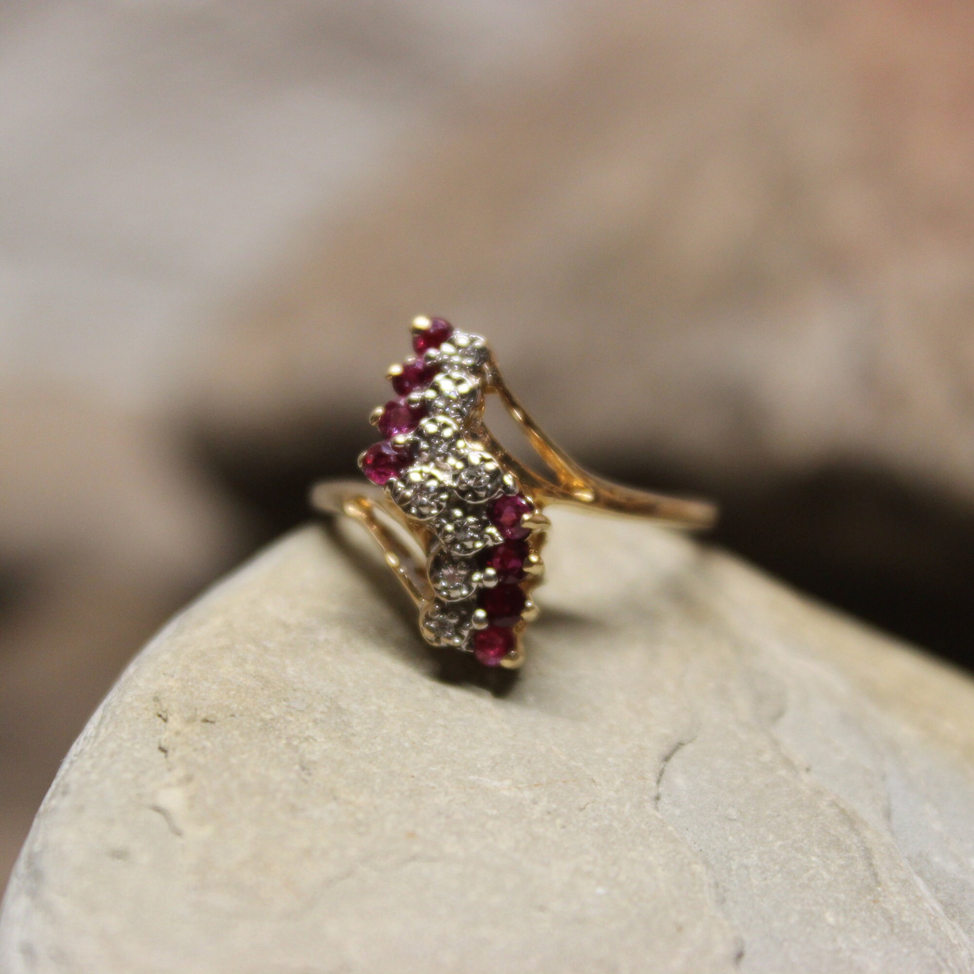 1970's Vintage Ruby Diamond Ring 10K Solid Gold Ruby Diamond Ring 2.4 ...